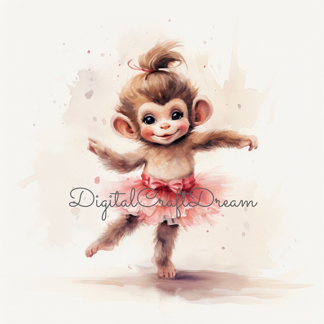 Monkey Ballerina Clipart, 12 High Quality Jpgs, Nursery Art, Kids ...