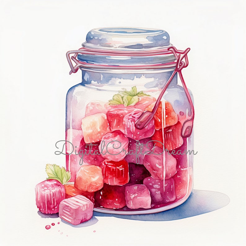 Sweet Jelly Clipart, 12 High Quality Jpgs, Watercolor Clipart, Sweets ...