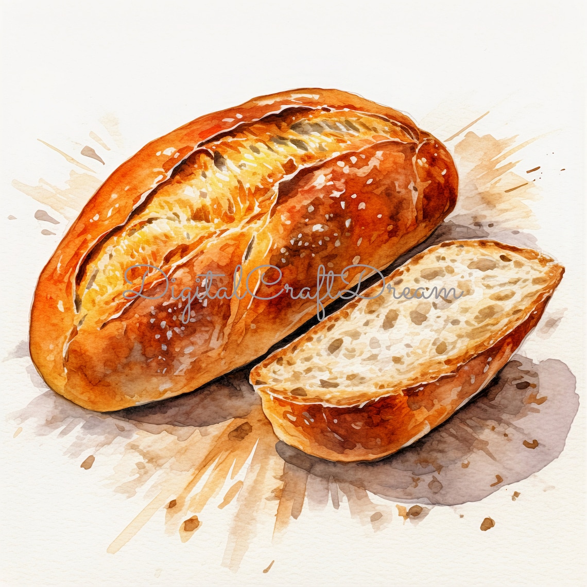 Watercolor Bread Clipart, 12 High Quality Jpgs, Food Clipart Set ...