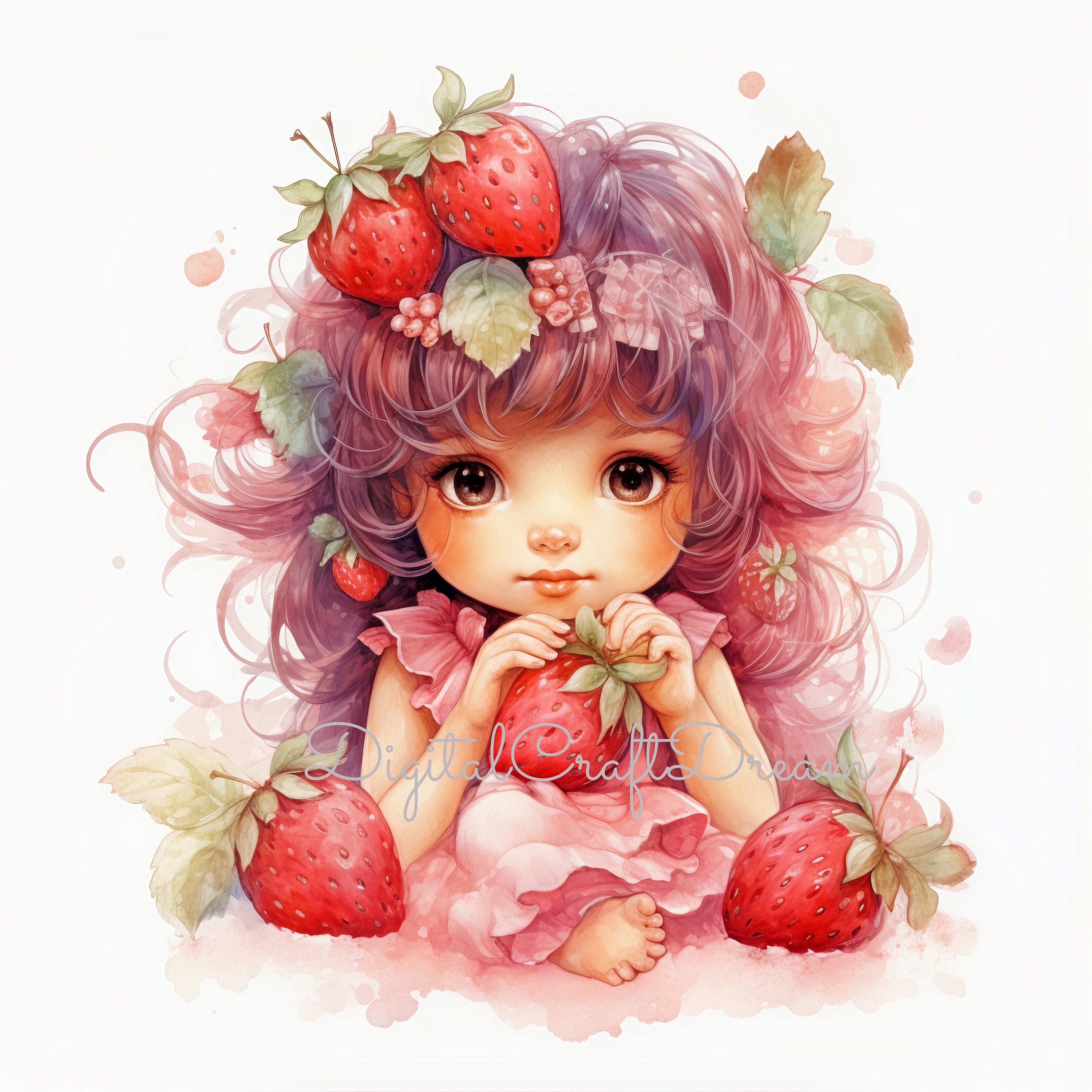 Strawberry Baby Clipart, 10 High Quality Jpgs, Digital Design Bundle ...