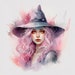 Pink Witch Clipart, 12 High Quality Jpgs, Watercolor Magic Clip Pack ...