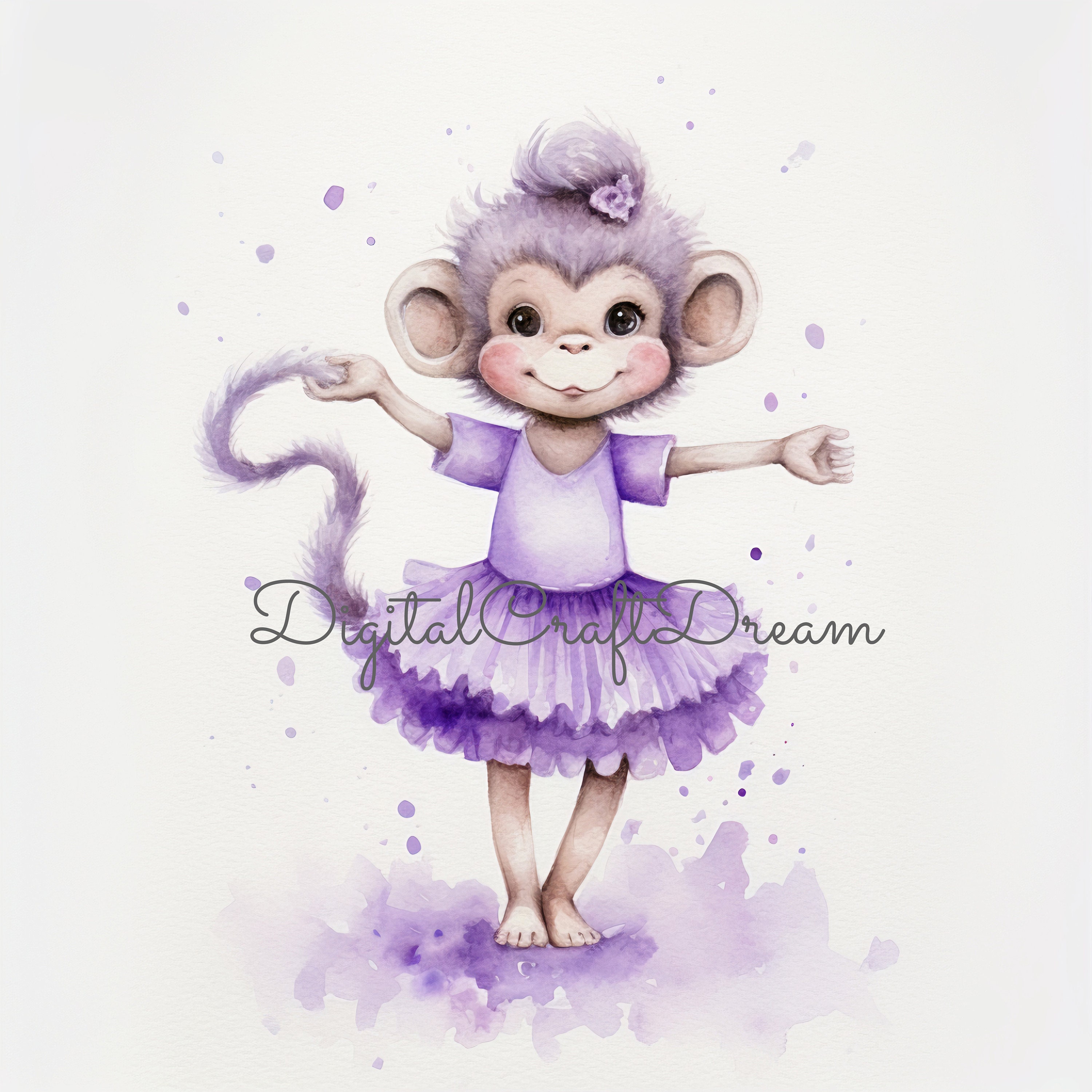 Monkey Ballerina Clipart, 12 High Quality Jpgs, Nursery Art, Kids ...