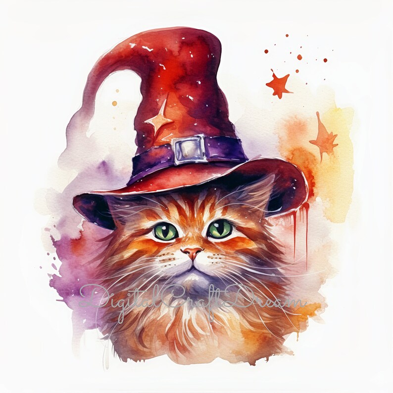 Magic Cat Clipart, 12 High Quality Jpgs, Witch Cats Pictures, Halloween ...