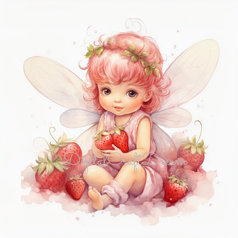 Strawberry Baby Clipart, 10 High Quality Jpgs, Digital Design Bundle ...