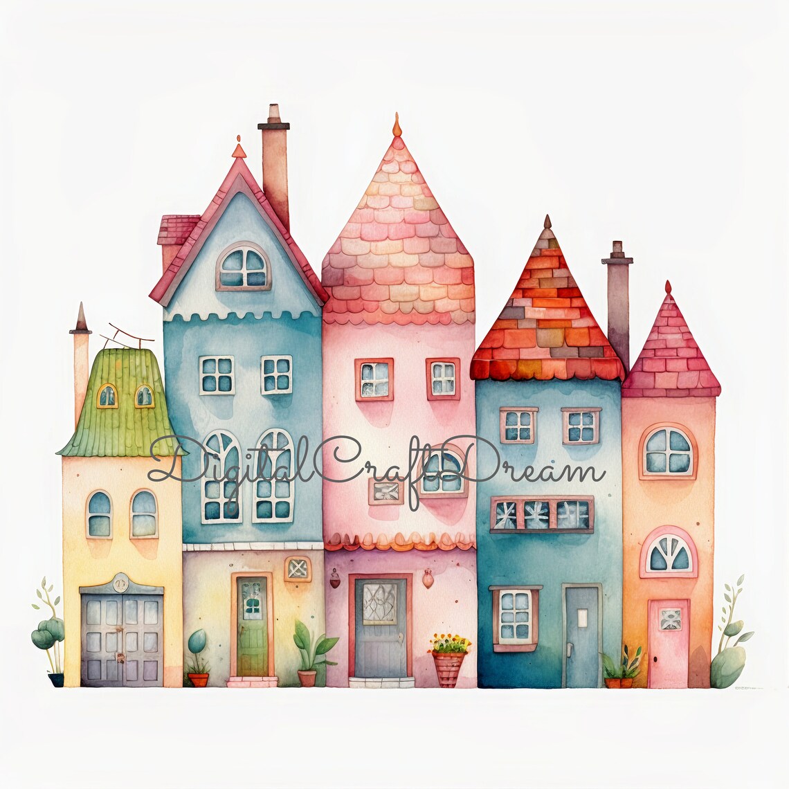 Watercolor House Clipart, 12 High Quality Jpgs, Home Decor Art, Nursery ...