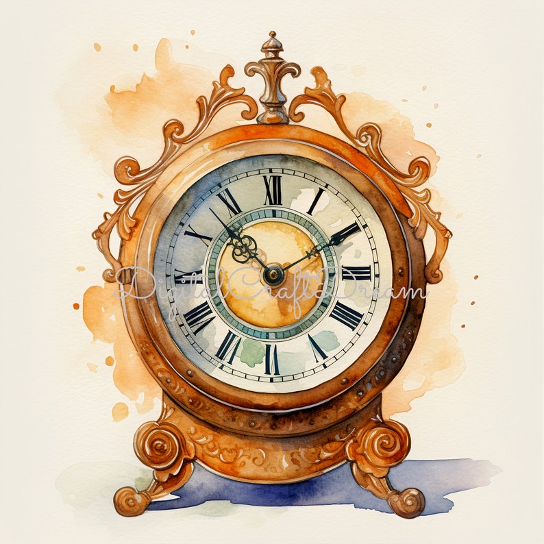 Retro Clock Clipart, 10 High Quality Jpgs, Vintage Clock Images ...