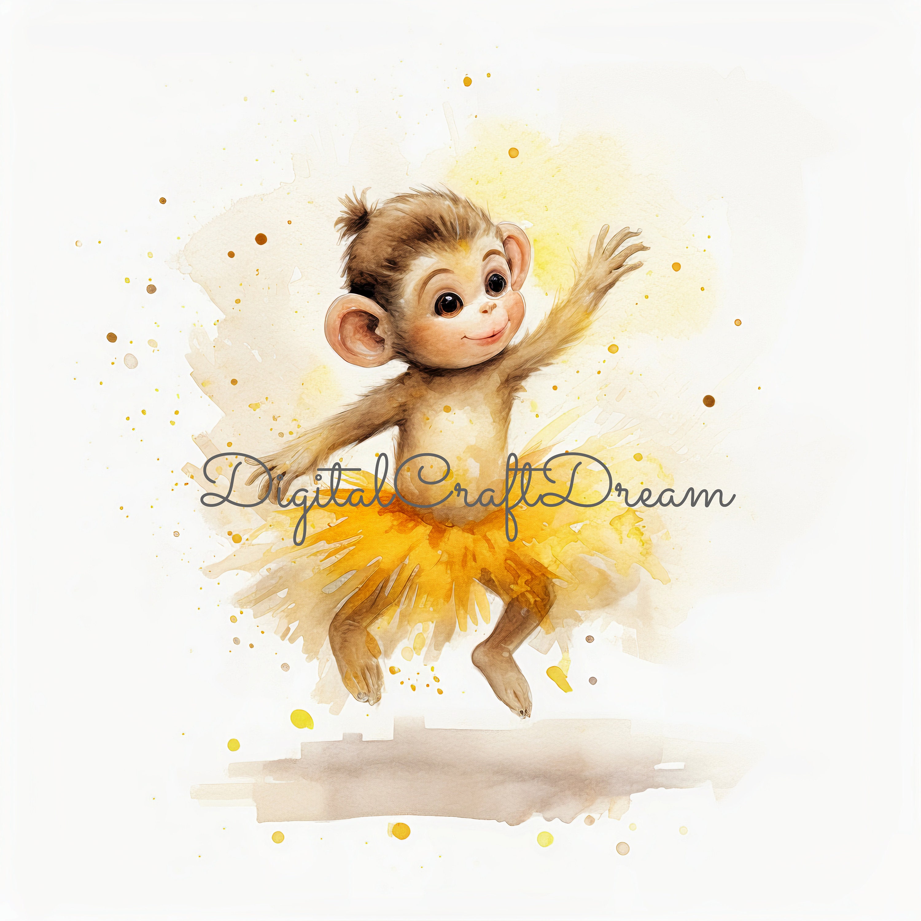 Monkey Ballerina Clipart 12 High Quality Jpgs Nursery Art - Etsy