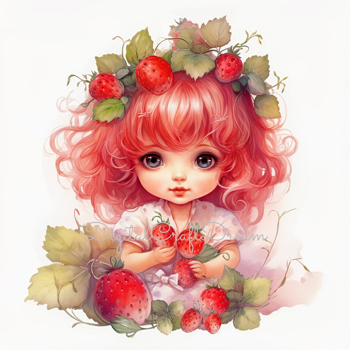 Strawberry Baby Clipart, 10 High Quality Jpgs, Digital Design Bundle ...