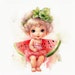 Watermelon Baby Clipart, 12 High Quality Jpgs, Card Making, Instant ...