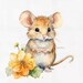 Mouse Clipart Set – 10 Cute Watercolor Mice With Flowers, High-res Jpgs ...