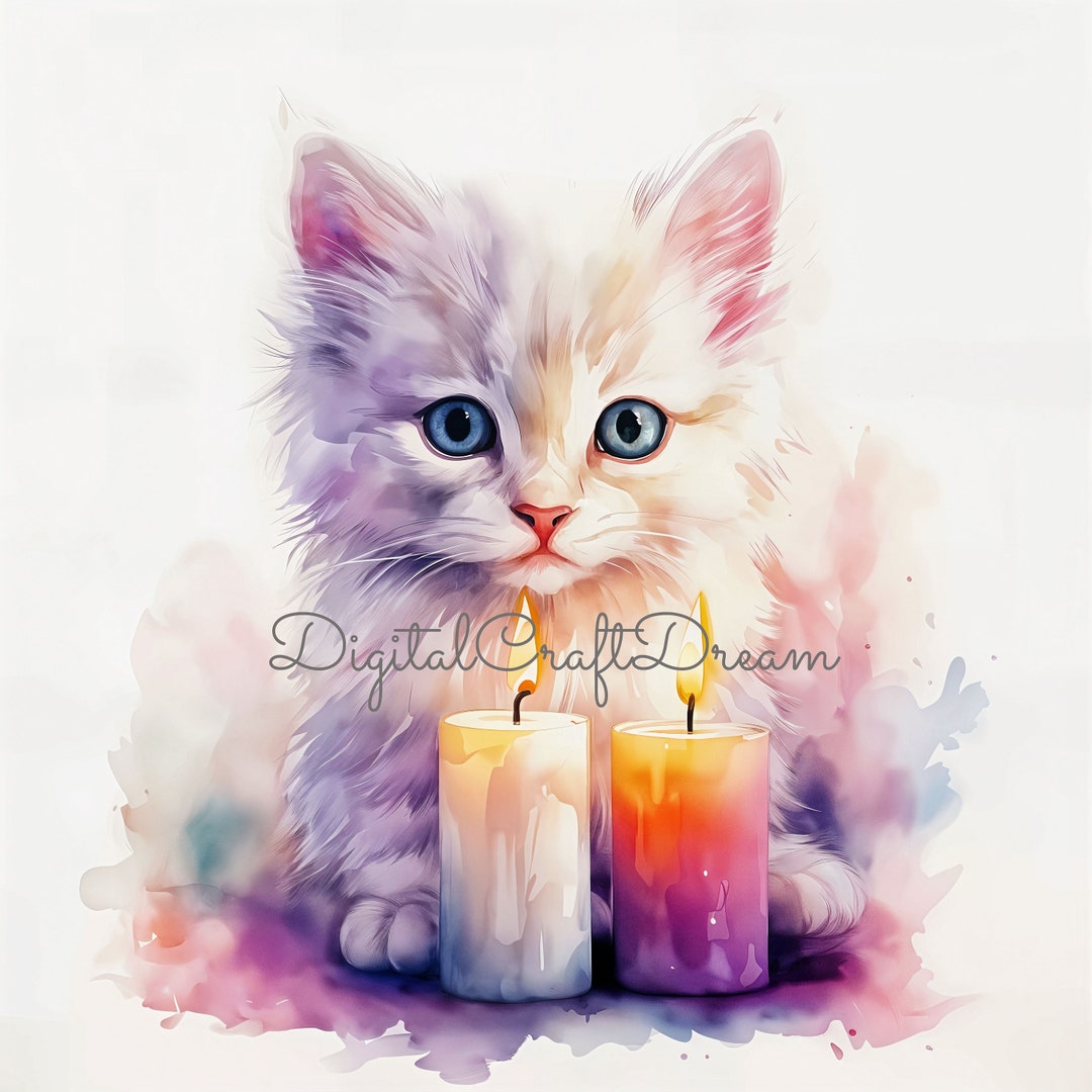 Cats With Candle Clipart, 10 High Quality Jpgs, Halloween Cats Images ...