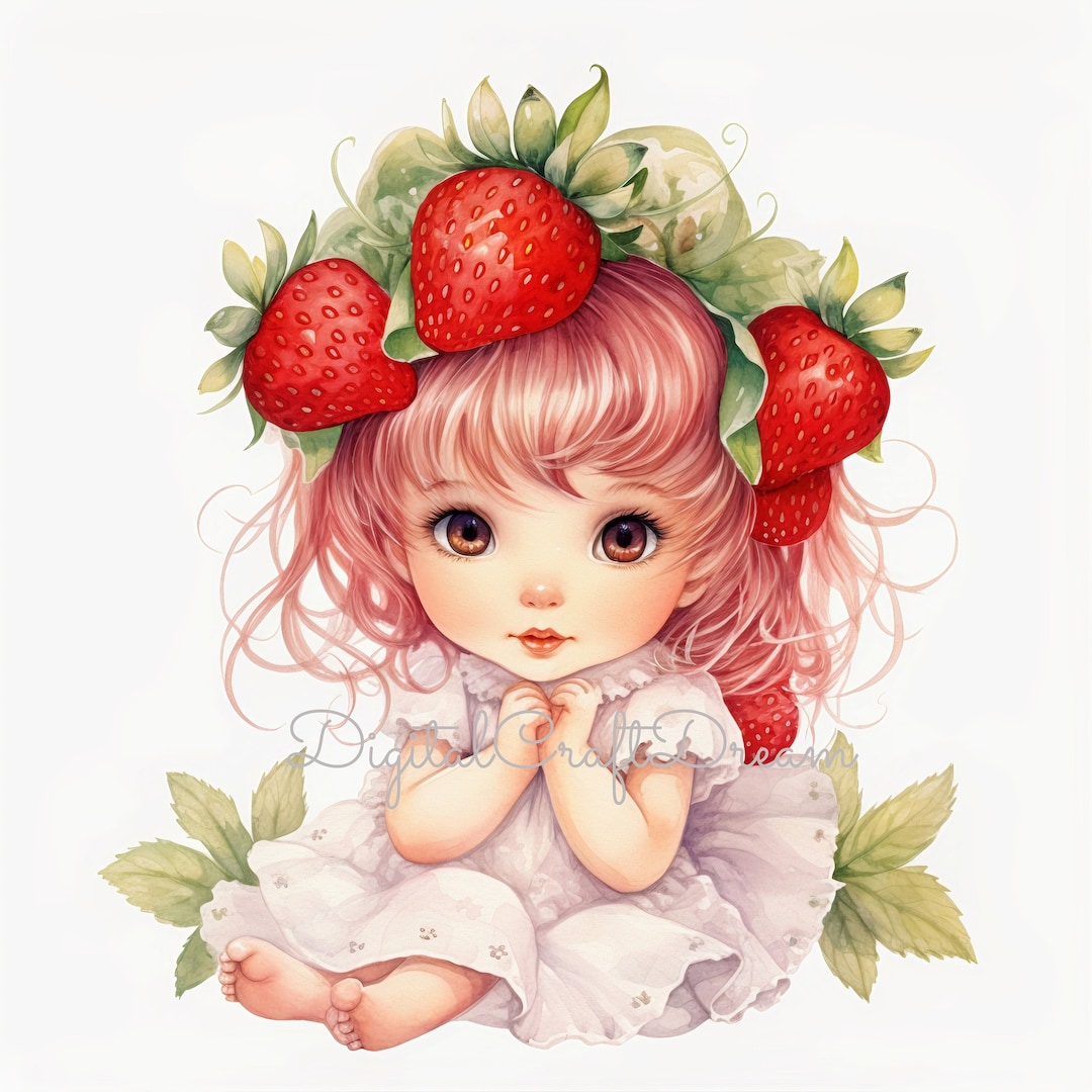 Strawberry Baby Clipart, 10 High Quality Jpgs, Digital Design Bundle ...