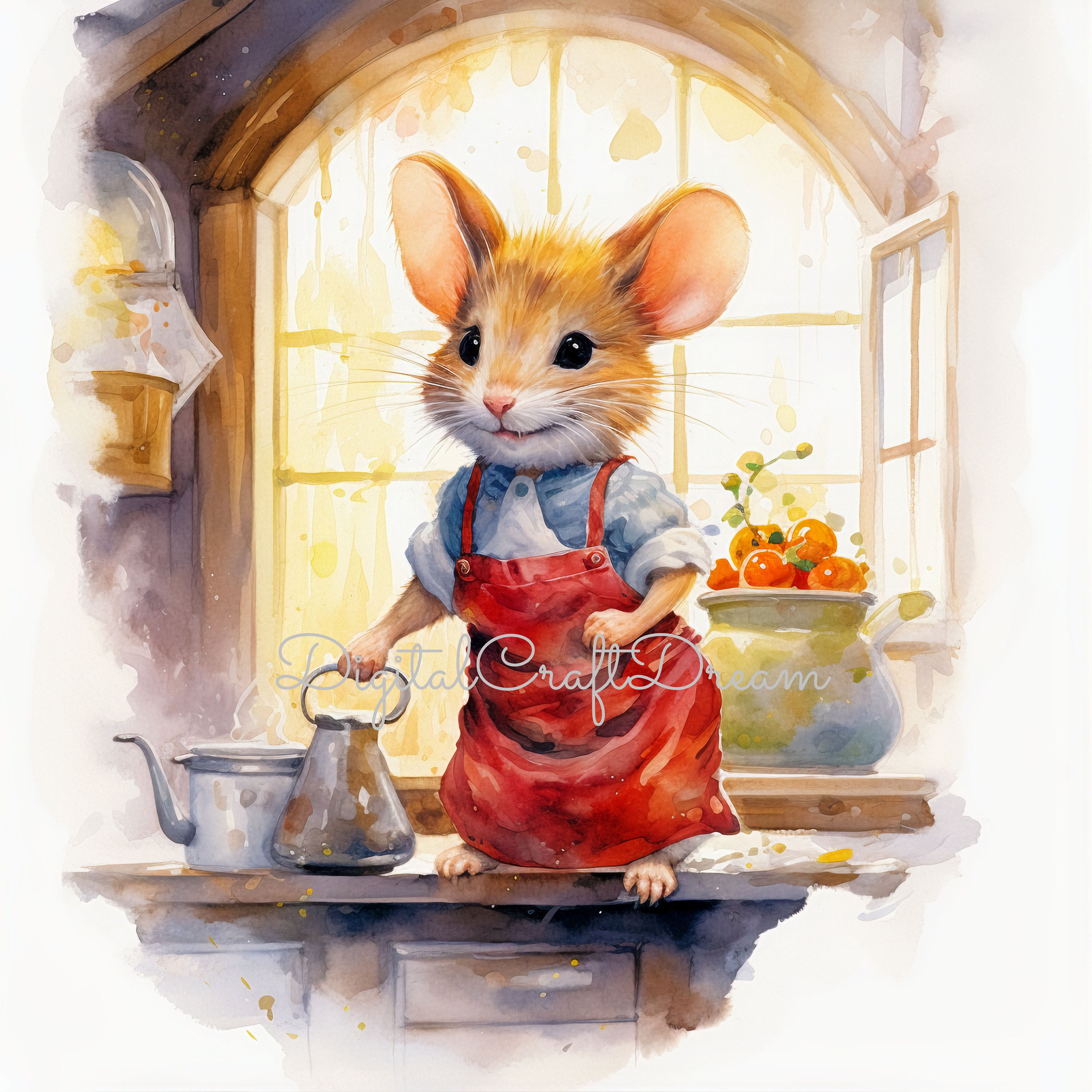 Mouse in Kitchen Clipart, Children Clipart Ilustrations, Digital ...