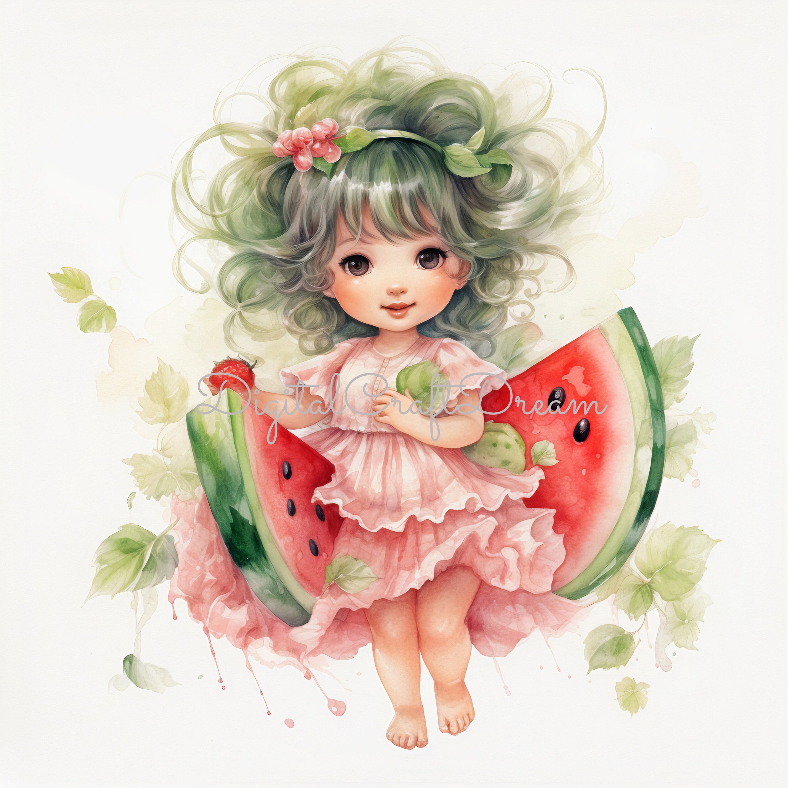 Watermelon Baby Clipart, 12 High Quality Jpgs, Card Making, Instant ...