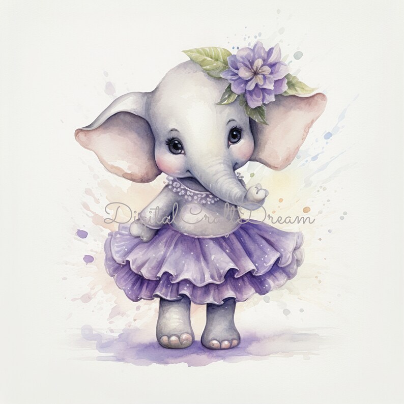 Elephant Ballerina Clipart, 12 High Quality Jpgs, Digital Planners ...