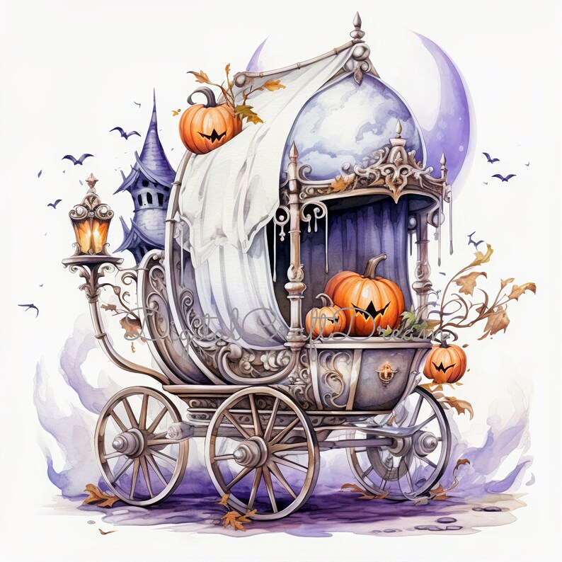 Halloween Carriage Clipart, 12 High Quality Jpgs, Halloween Clip Art ...