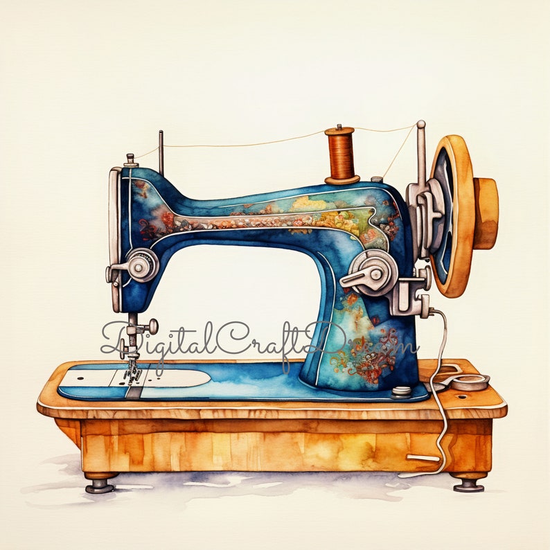 Retro Sewing Machine Clipart, 10 High Quality Jpgs, Vintage Clipart ...
