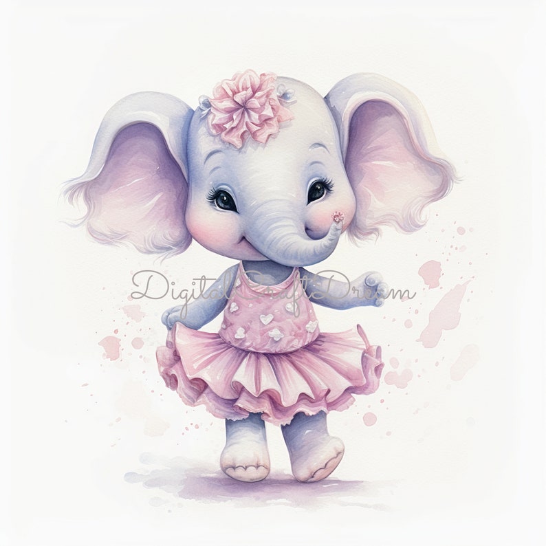 Elephant Ballerina Clipart, 12 High Quality Jpgs, Digital Planners ...