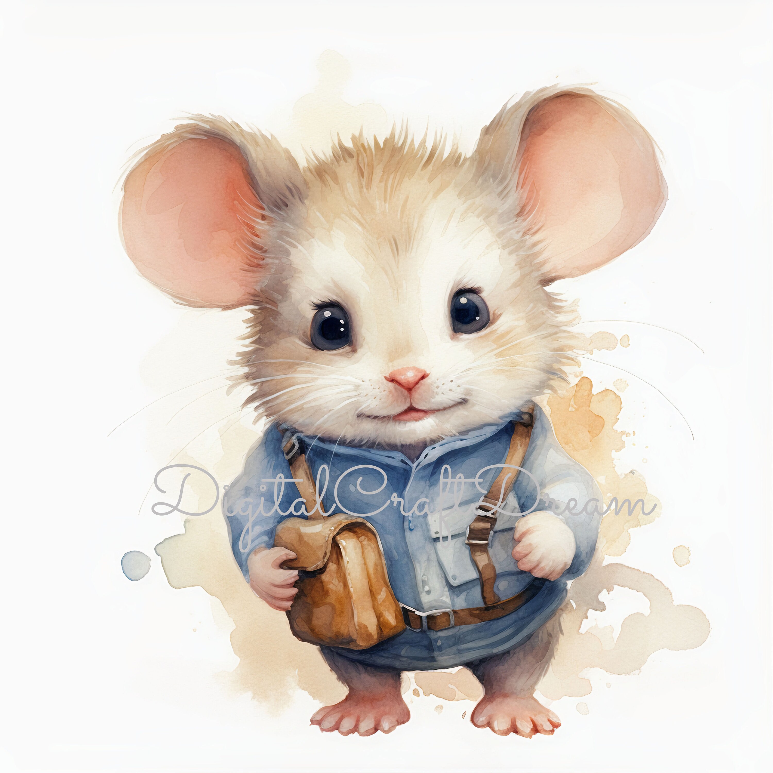 Adorable Watercolor Mouse Clipart, Cute Rodent Digital Art, Charming ...