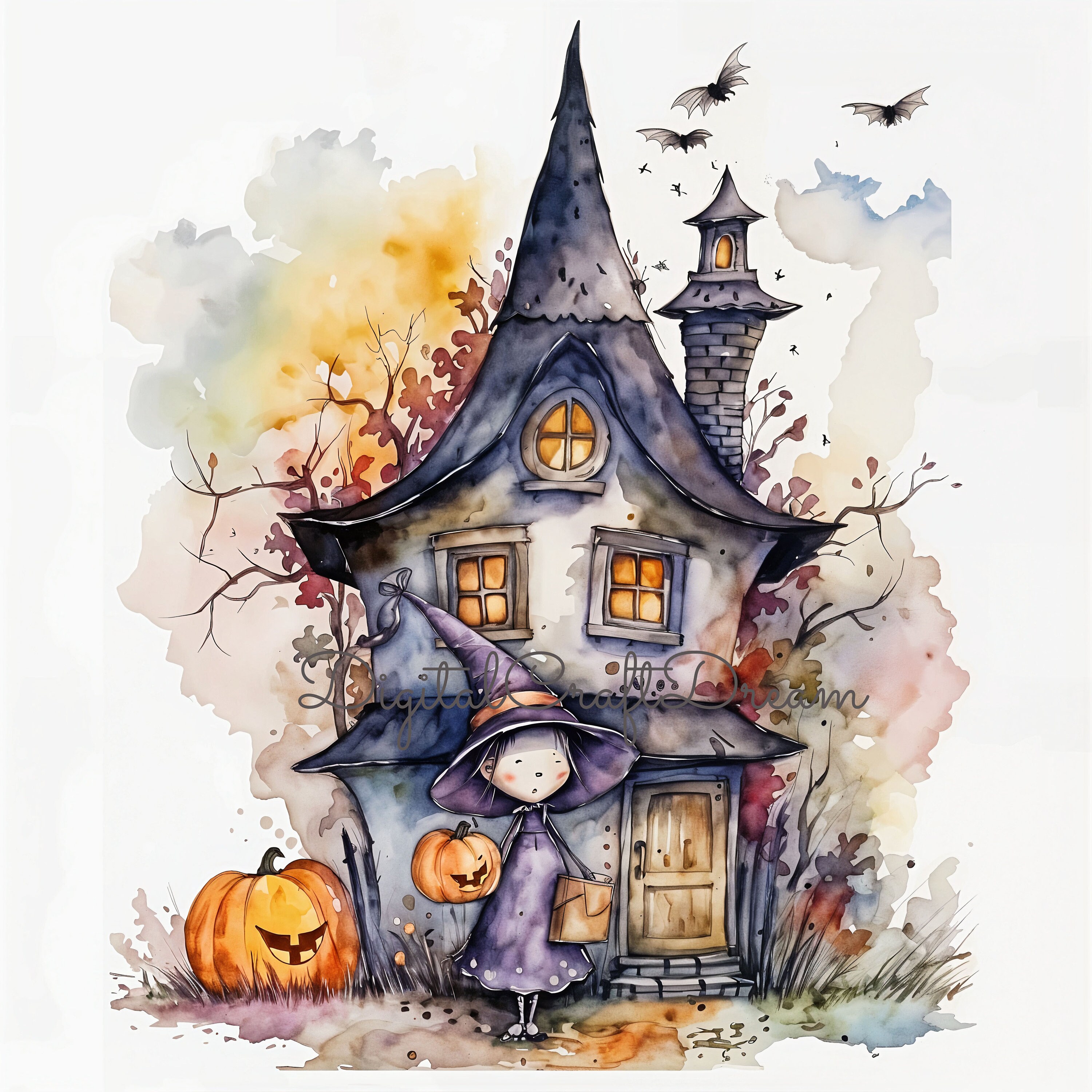 Witch House Clipart, 10 High Quality Jpgs, Digital Download, Halloween ...