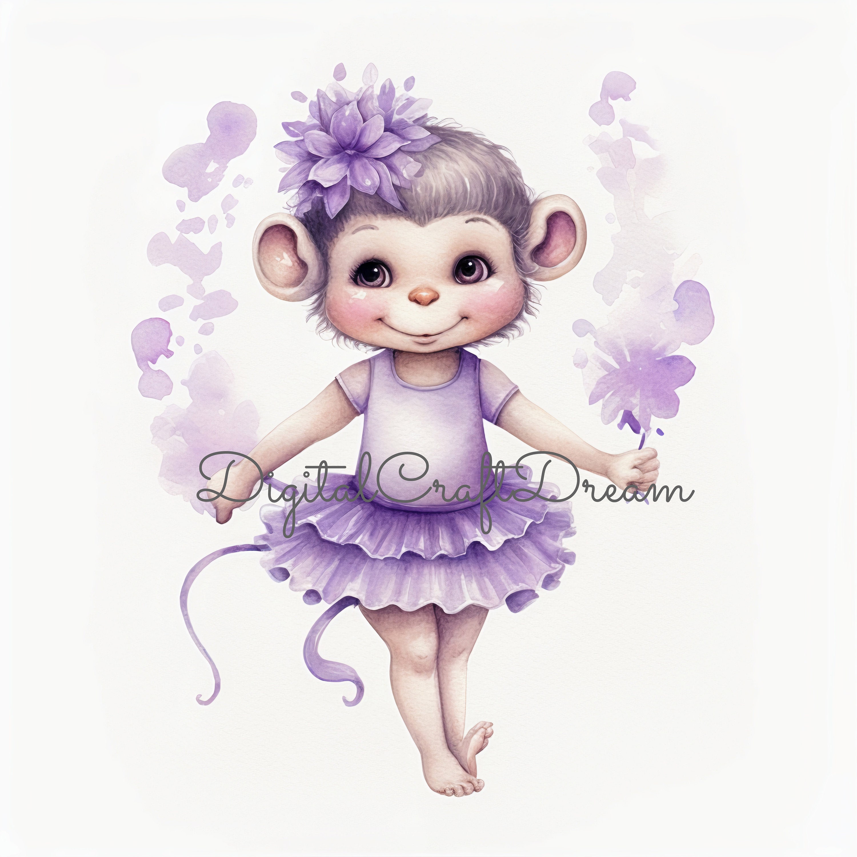 Monkey Ballerina Clipart 12 High Quality Jpgs Nursery Art - Etsy