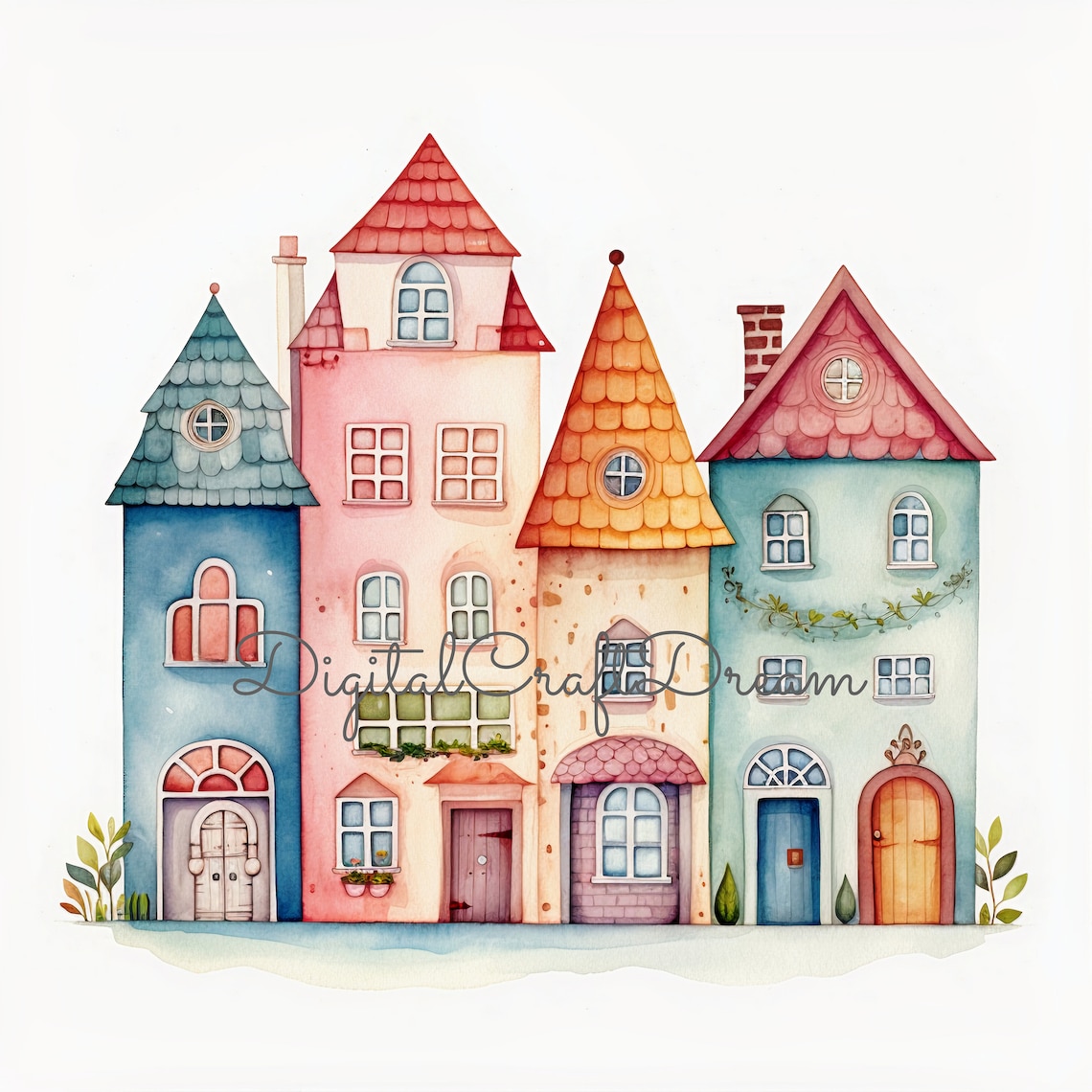 Watercolor House Clipart, 12 High Quality Jpgs, Home Decor Art, Nursery ...
