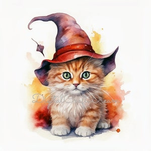 Magic Cat Clipart, 12 High Quality Jpgs, Witch Cats Pictures, Halloween ...