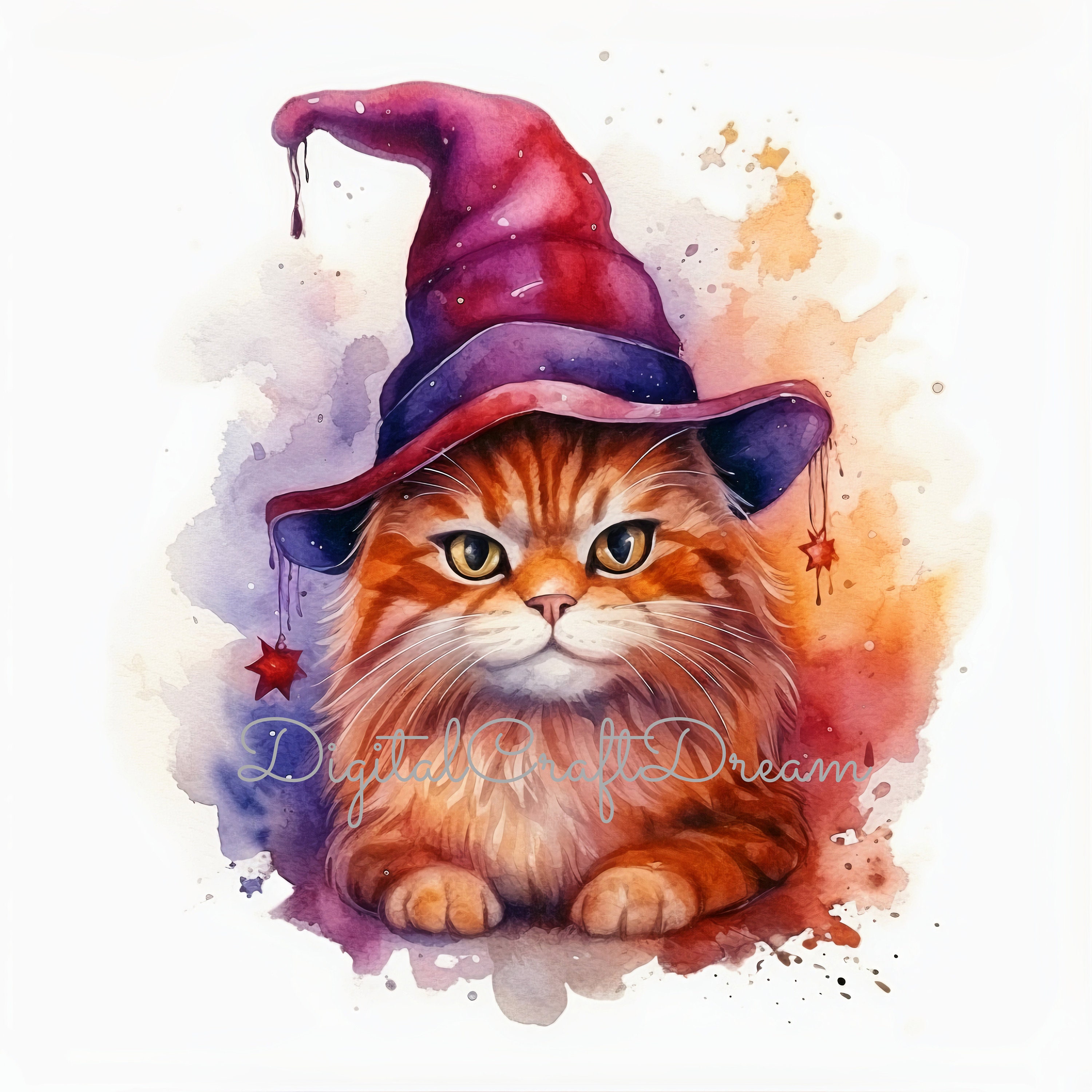 Magic Cat Clipart, 12 High Quality Jpgs, Witch Cats Pictures, Halloween ...