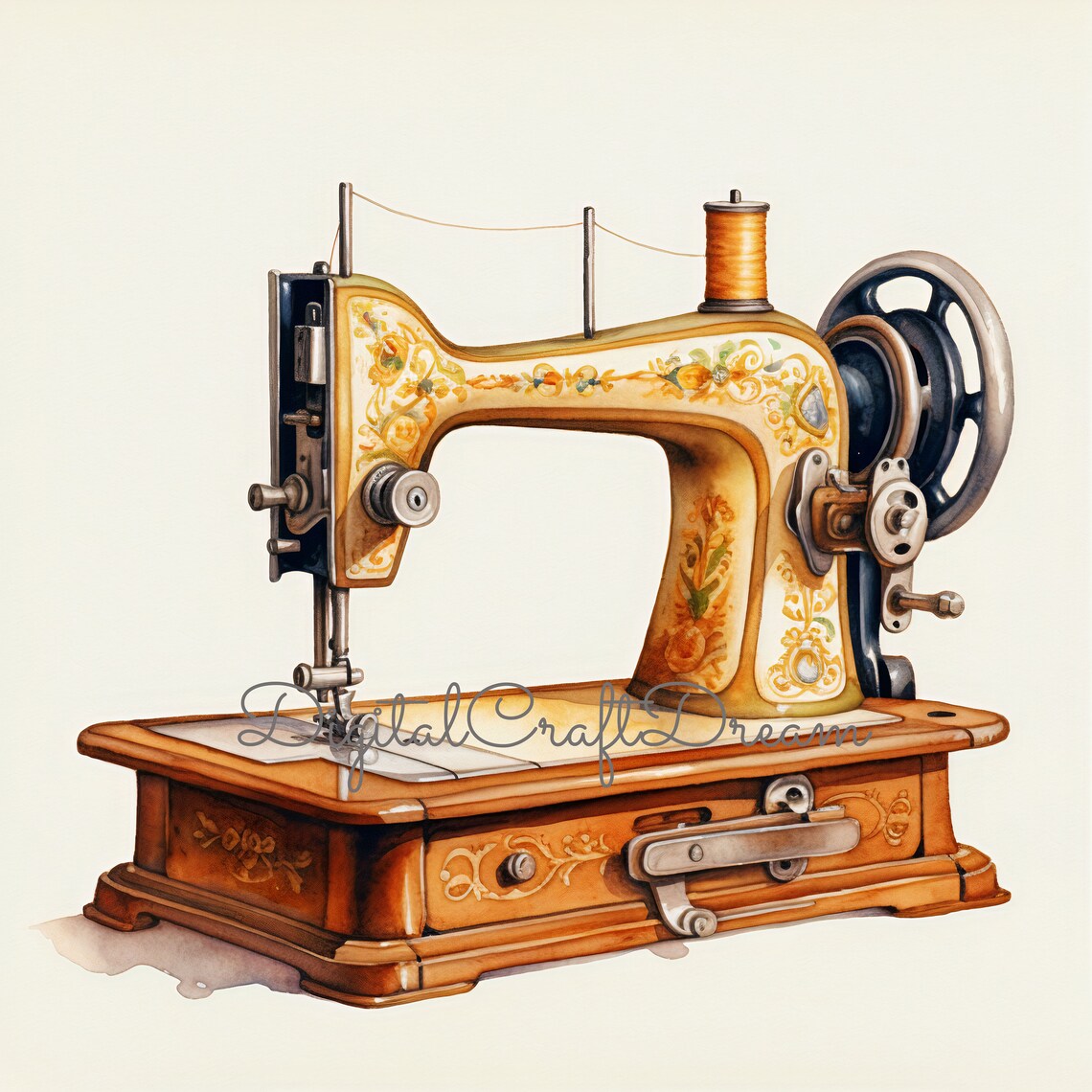 Retro Sewing Machine Clipart, 10 High Quality Jpgs, Vintage Clipart ...