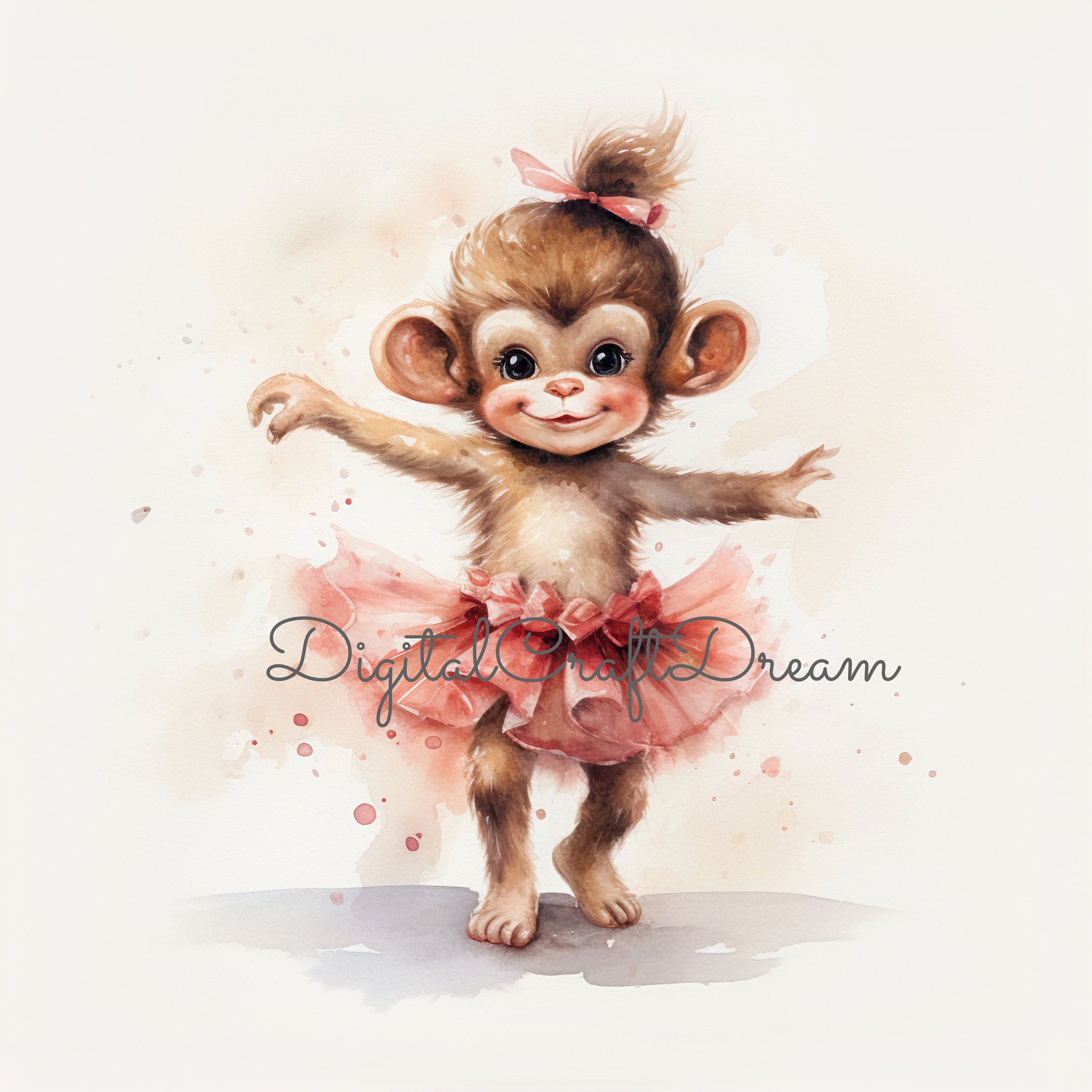 Monkey Ballerina Clipart, 12 High Quality Jpgs, Nursery Art, Kids ...
