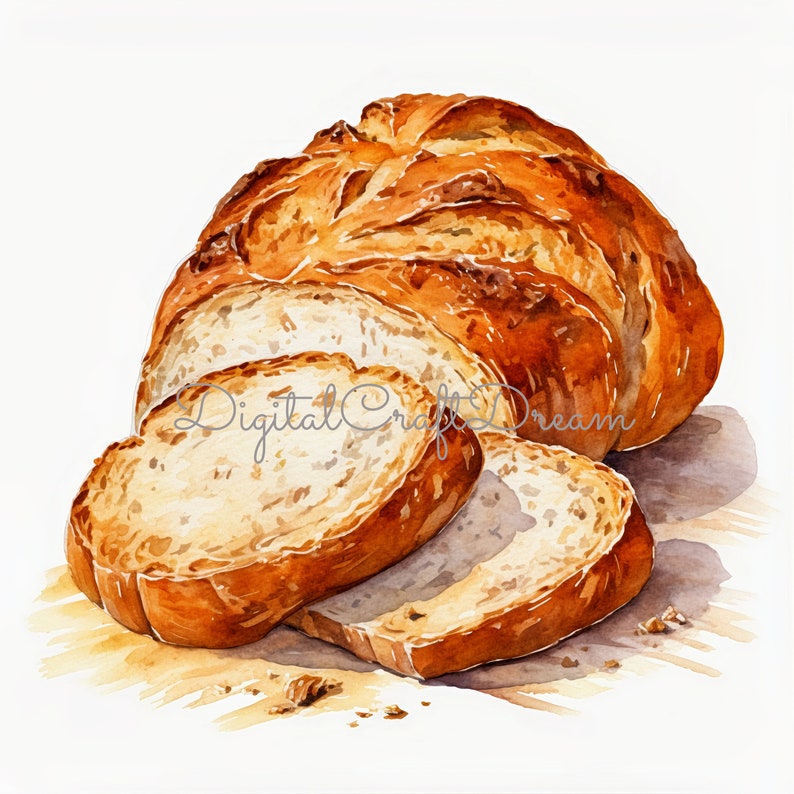 Watercolor Bread Clipart, 12 High Quality Jpgs, Food Clipart Set ...