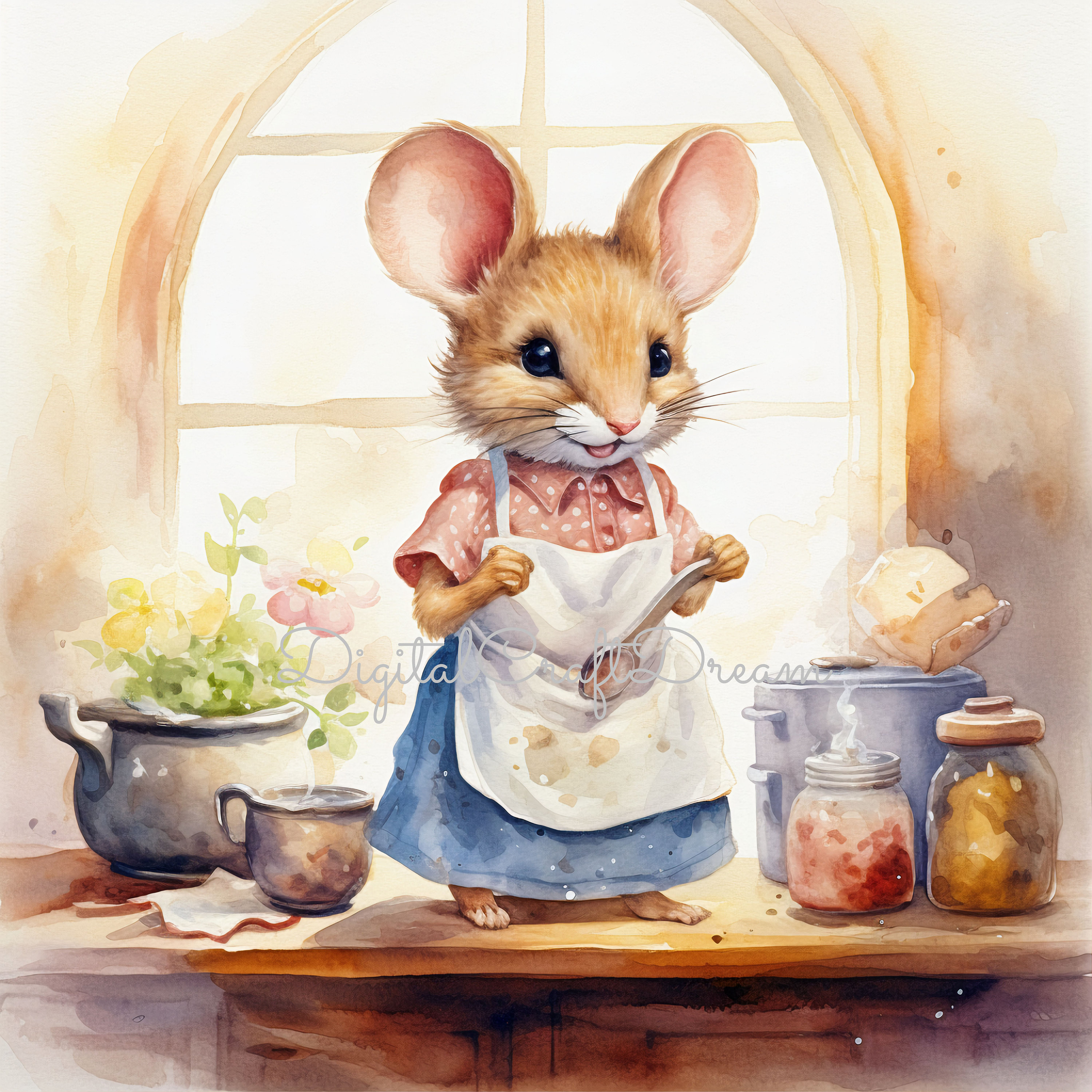 Mouse in Kitchen Clipart, Children Clipart Ilustrations, Digital ...