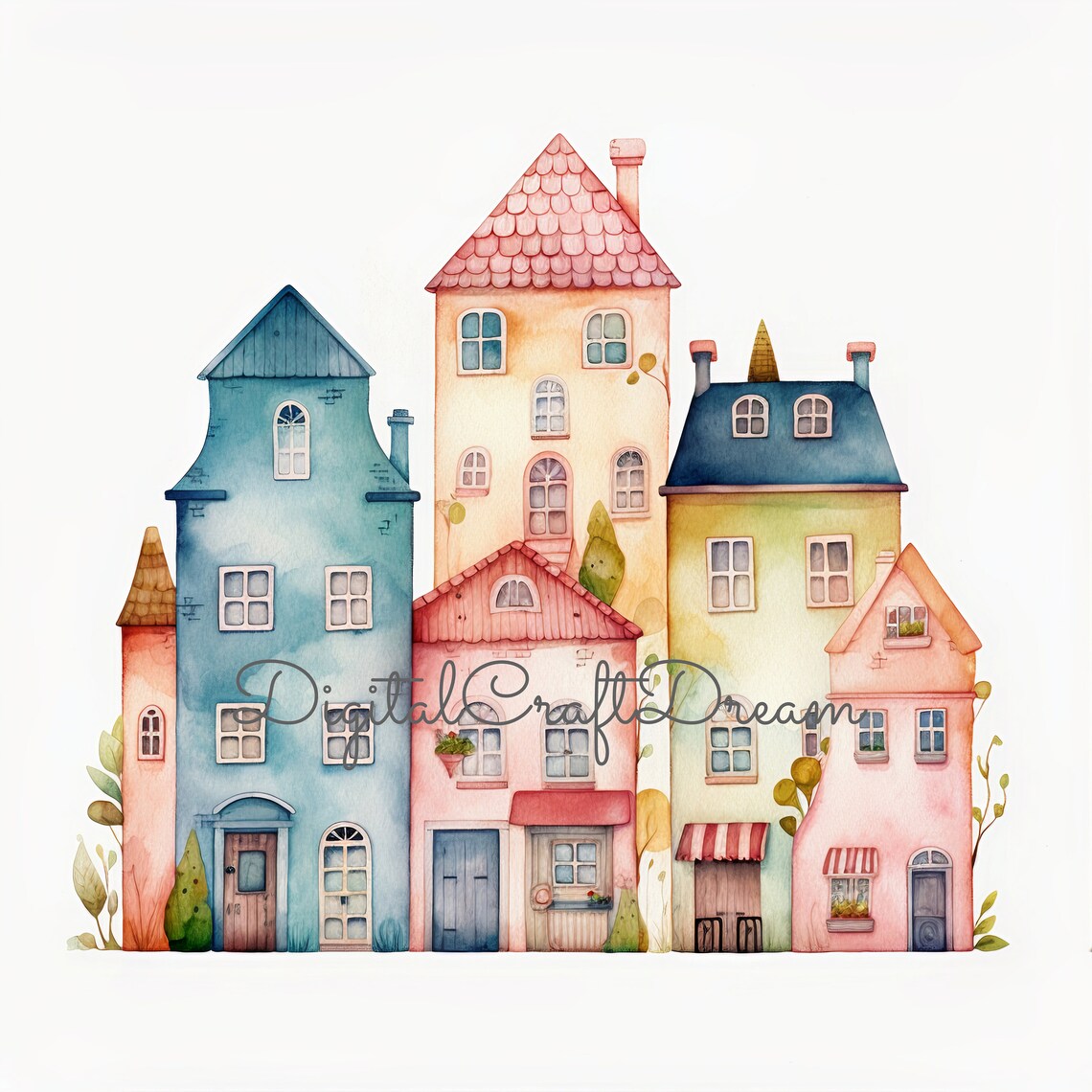 Watercolor House Clipart, 12 High Quality Jpgs, Home Decor Art, Nursery ...