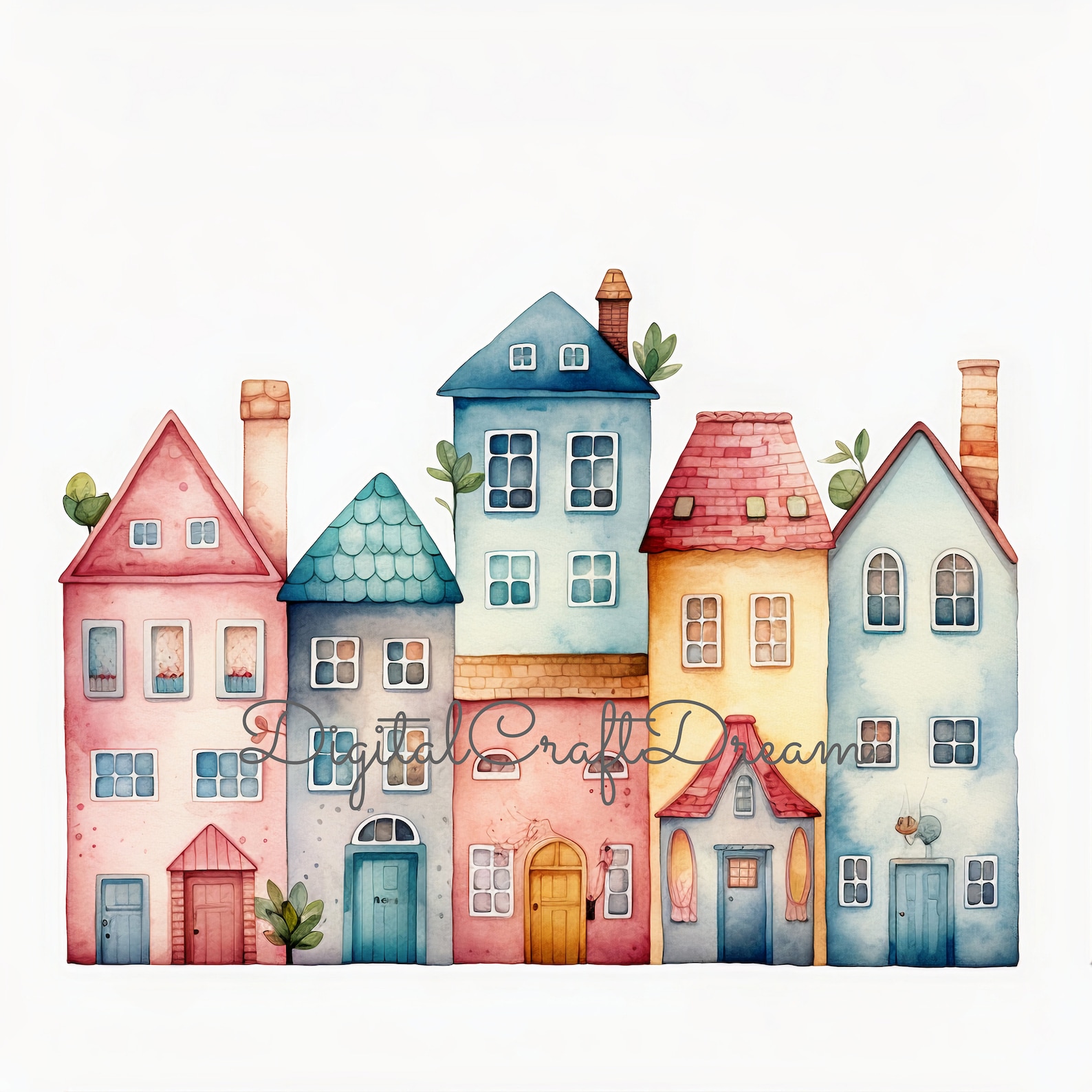 Watercolor House Clipart, 12 High Quality Jpgs, Home Decor Art, Nursery ...