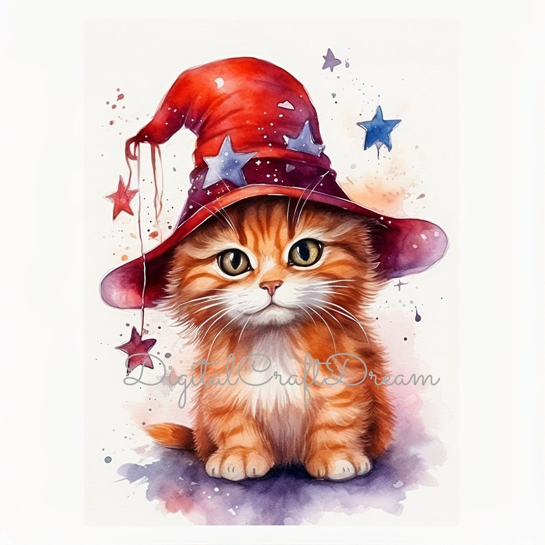 Magic Cat Clipart, 12 High Quality Jpgs, Witch Cats Pictures, Halloween ...
