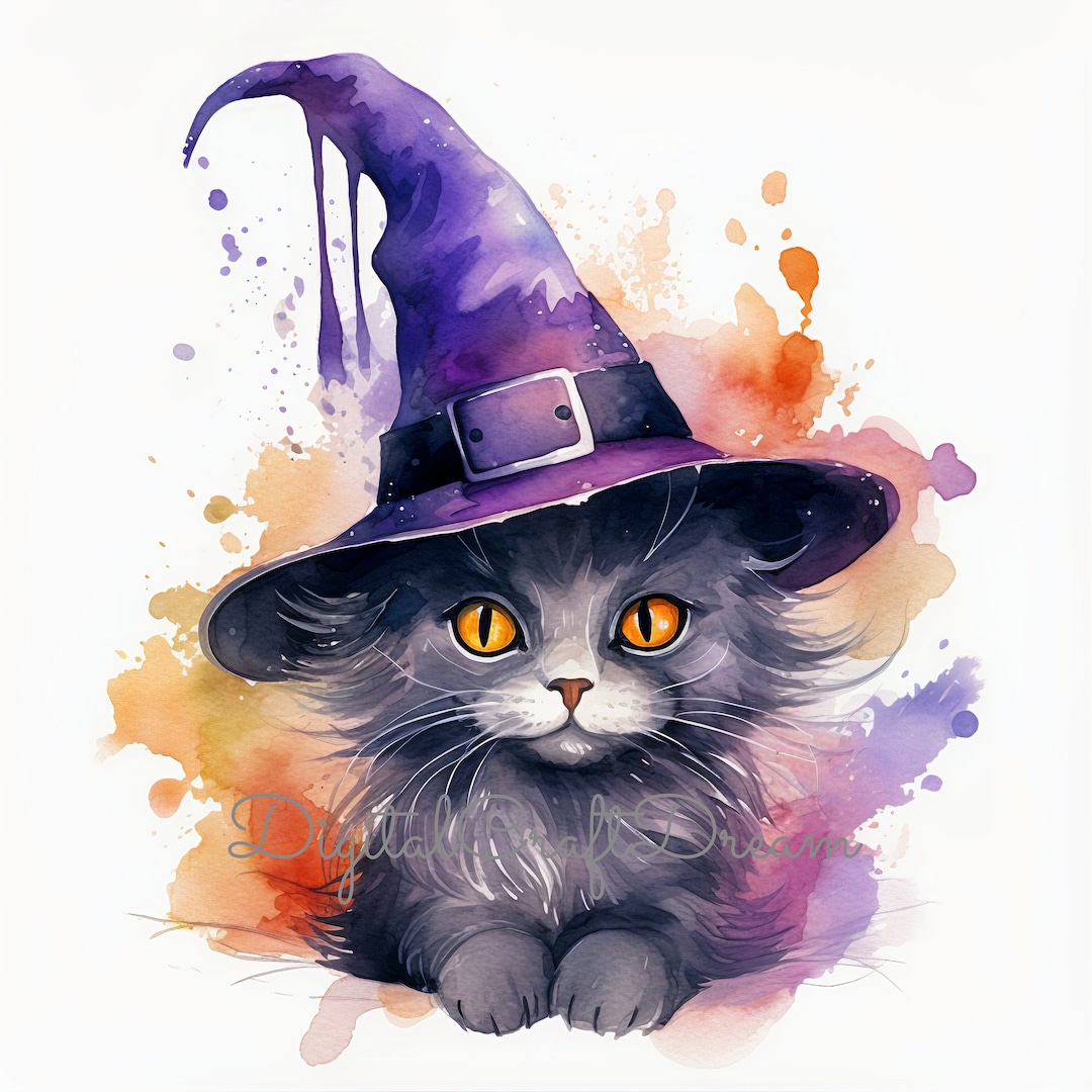 Magic Cat Clipart, 12 High Quality Jpgs, Cat Clipart, Watercolor ...