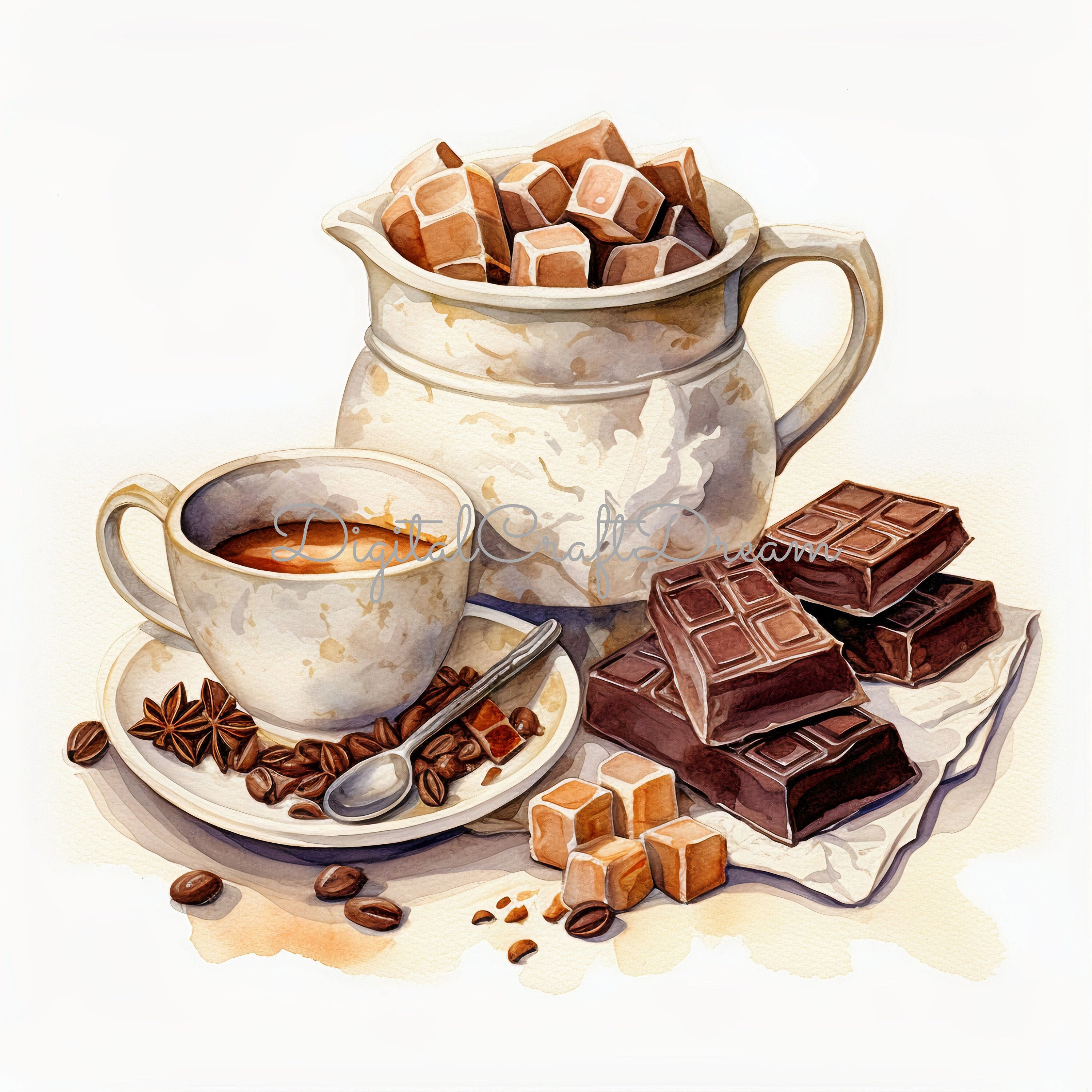 Hot Chocolate Digital Print. Digital Download for Kitchen Decor ...