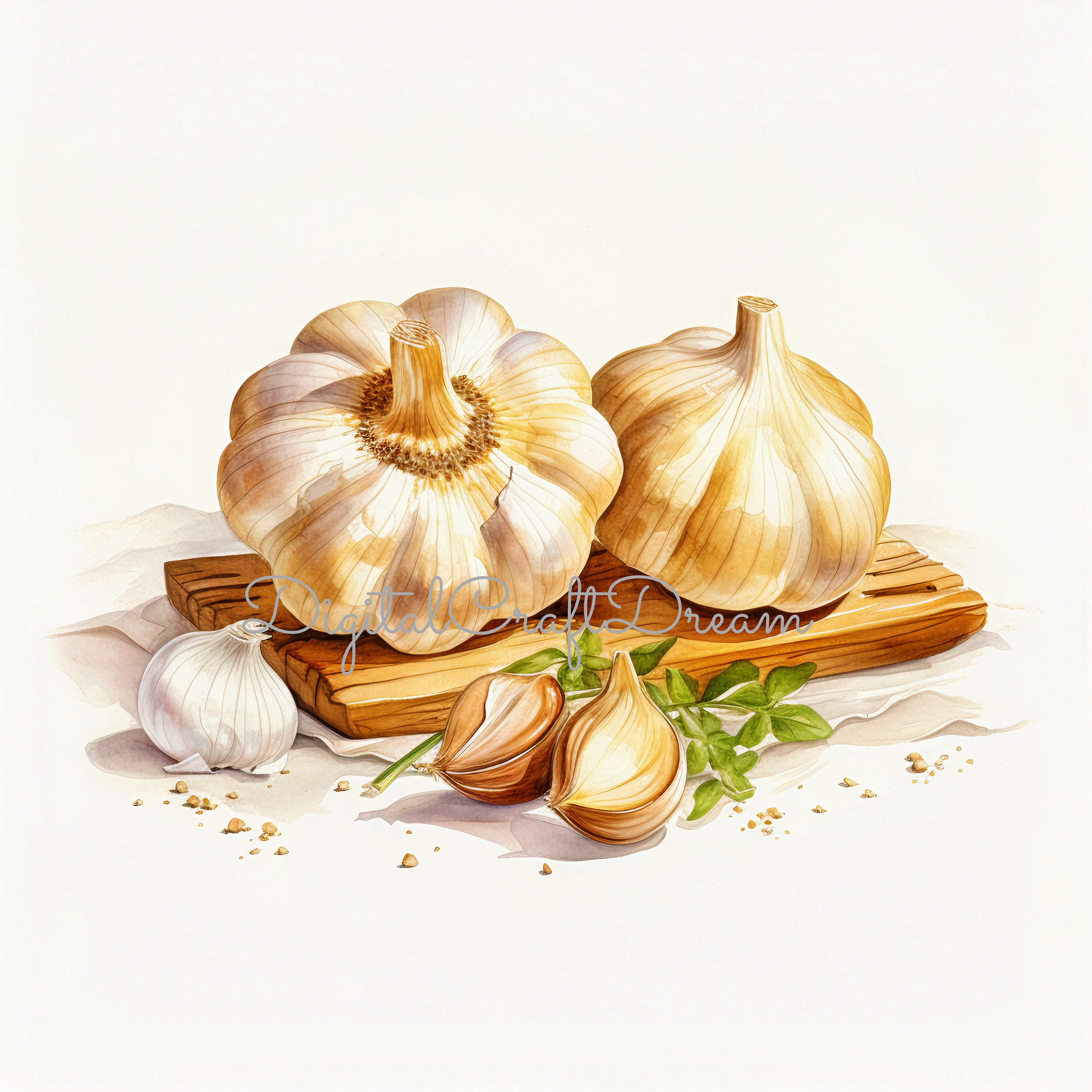 Realistic Garlic Digital Art - Printable Kitchen Clip Art. Vintage ...
