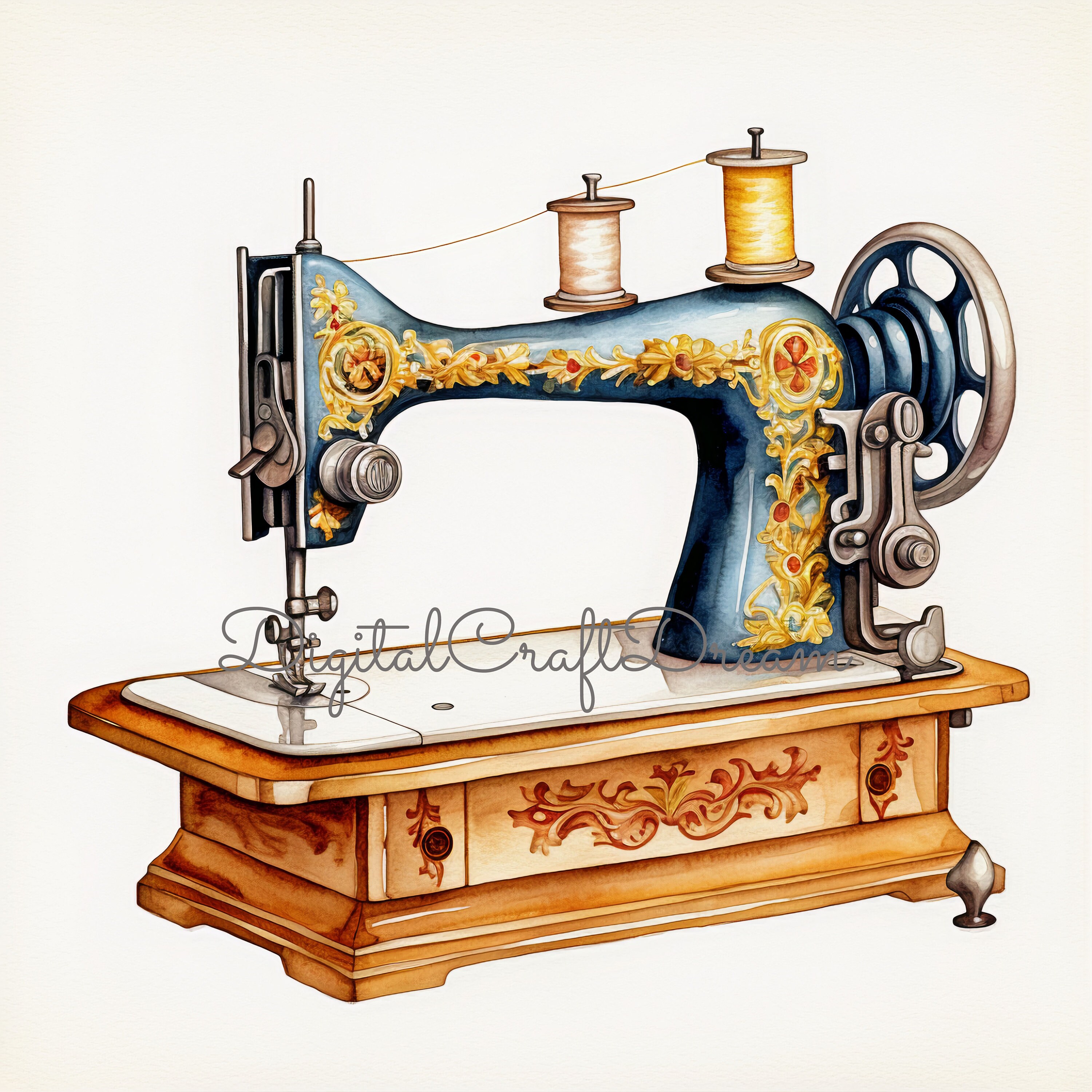 Retro Sewing Machine Clipart, 10 High Quality Jpgs, Vintage Clipart ...
