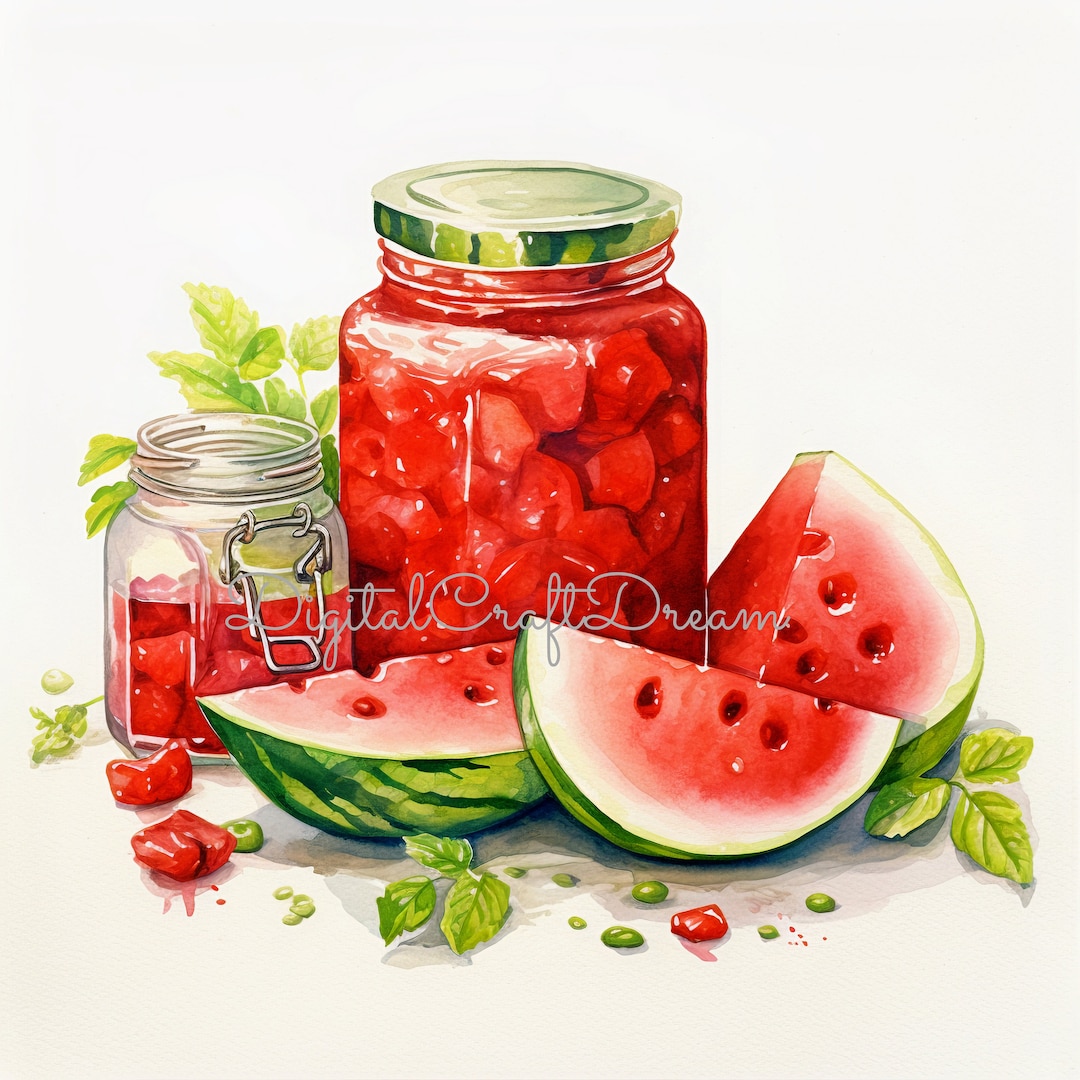 Watermelon Summer Clipart, Fresh Fruit Digital Art, Kitchen Decor ...