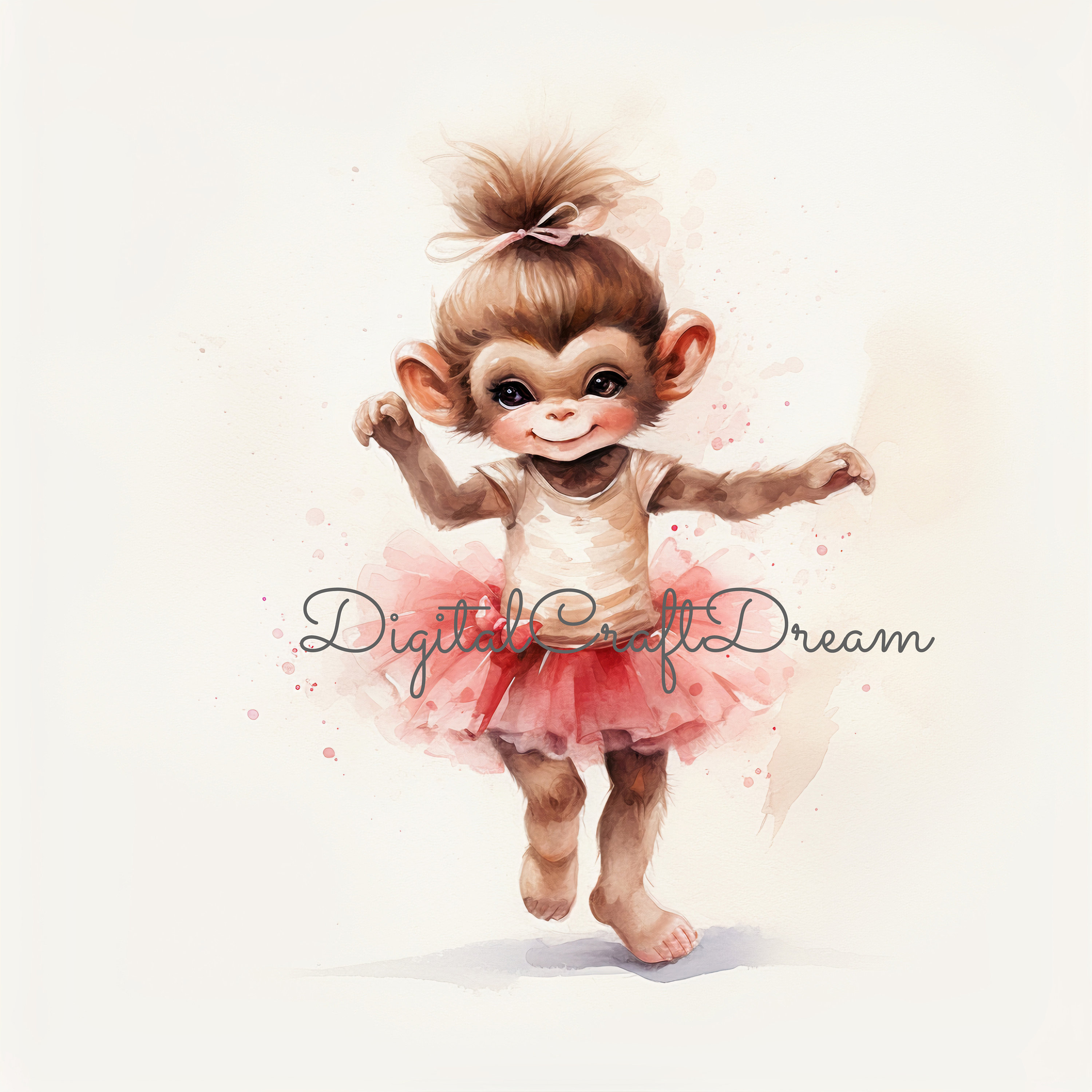 Monkey Ballerina Clipart 12 High Quality Jpgs Nursery Art - Etsy