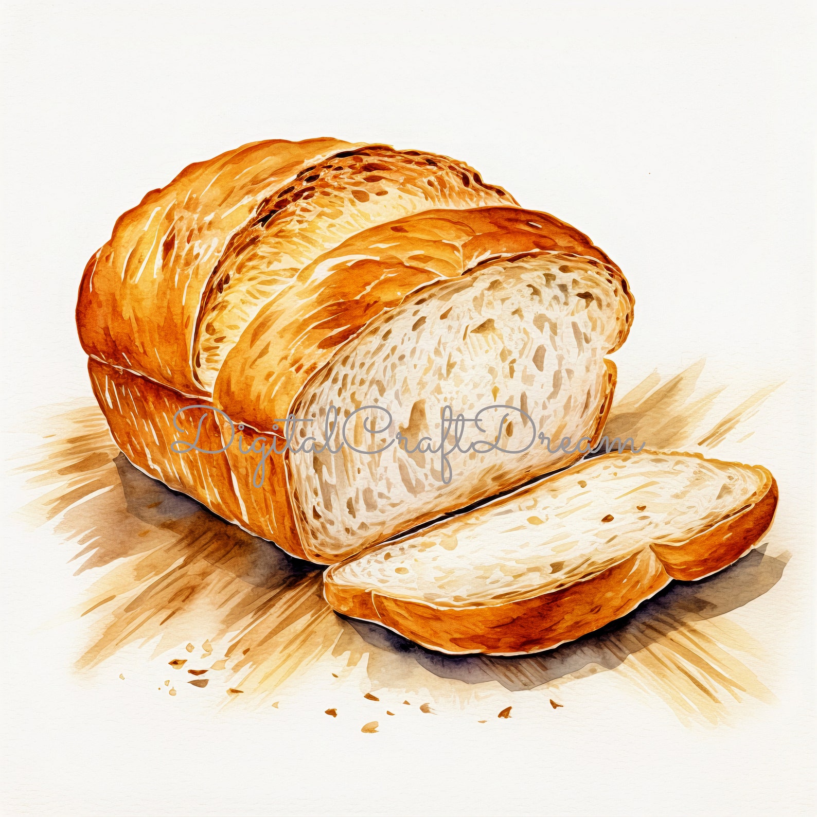 Watercolor Bread Clipart, 12 High Quality Jpgs, Food Clipart Set ...