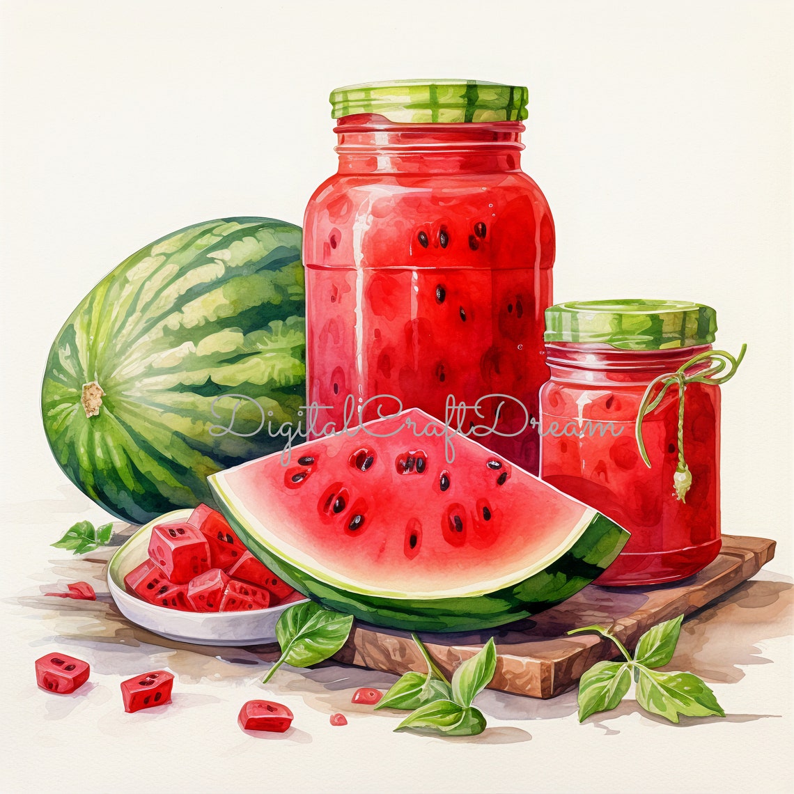 Watermelon Summer Clipart, Fresh Fruit Digital Art, Kitchen Decor ...