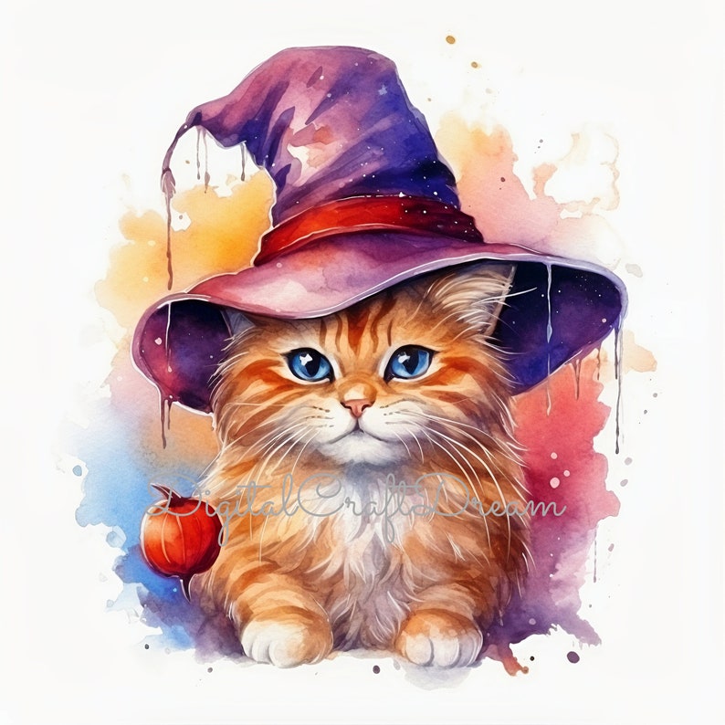 Magic Cat Clipart, 12 High Quality Jpgs, Witch Cats Pictures, Halloween ...
