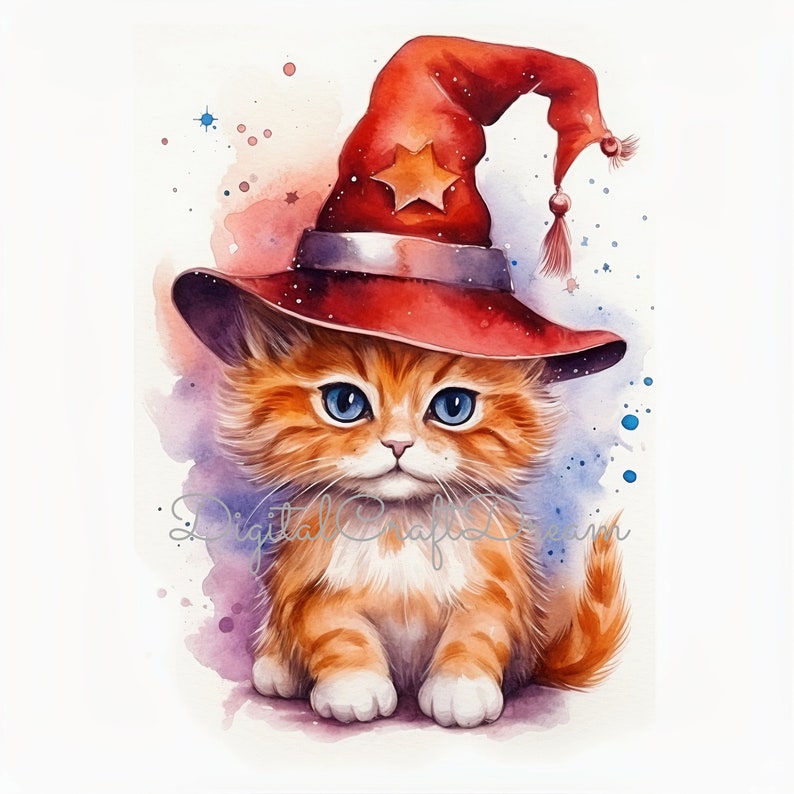 Magic Cat Clipart, 12 High Quality Jpgs, Witch Cats Pictures, Halloween ...