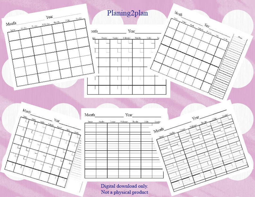 Printable Blank Calendar Templates: Fill-in Planning, Kids Learning ...