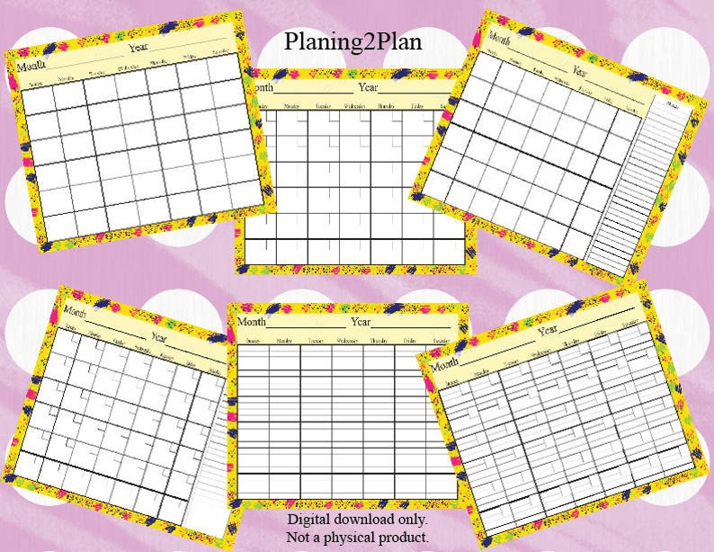 Blank Calendars, Fill in Calendars, Plain Calendars, Blank Calendars ...