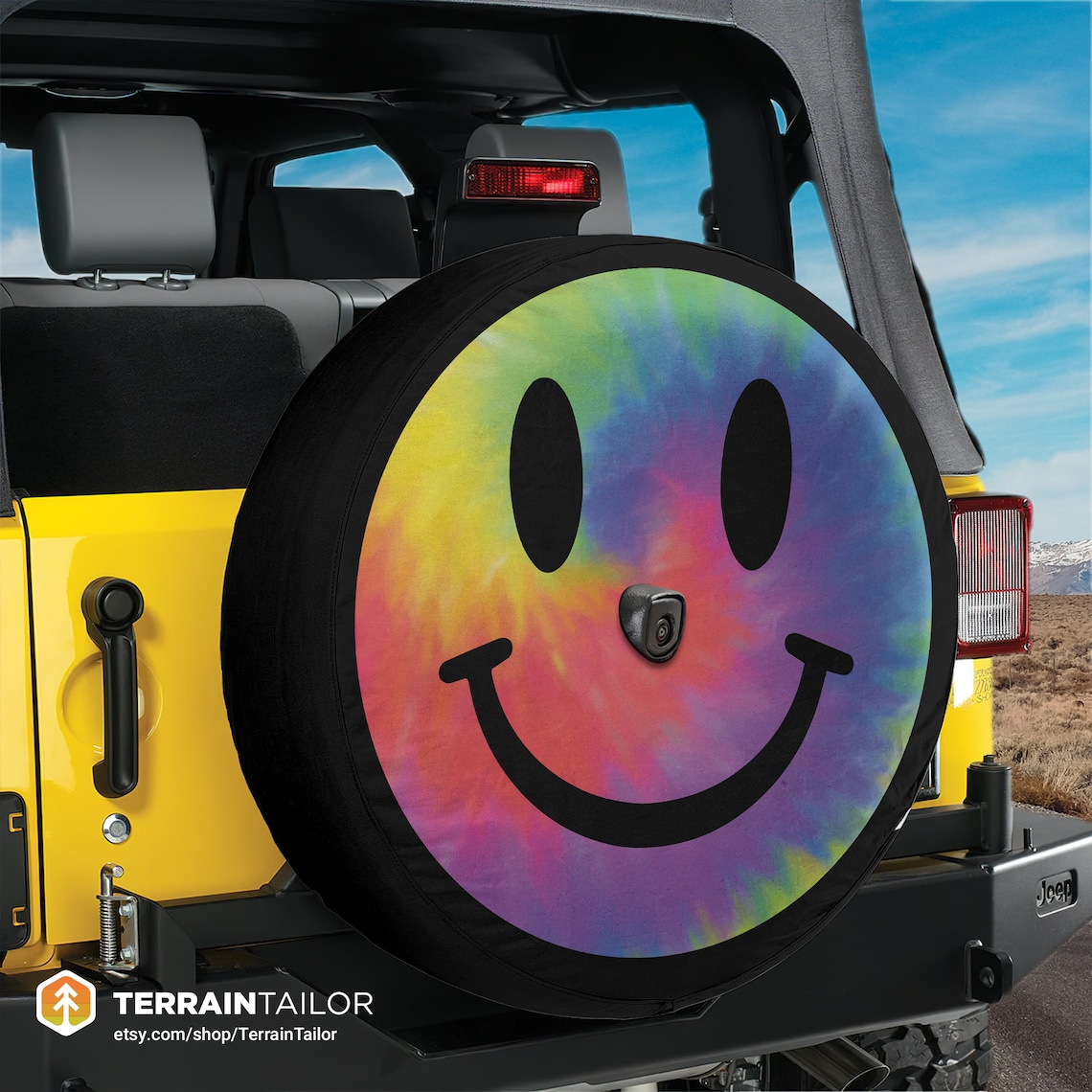 Tye Dye Smiley Face Spare Tire Cover Fits Jeeps Broncos Suvs Campers