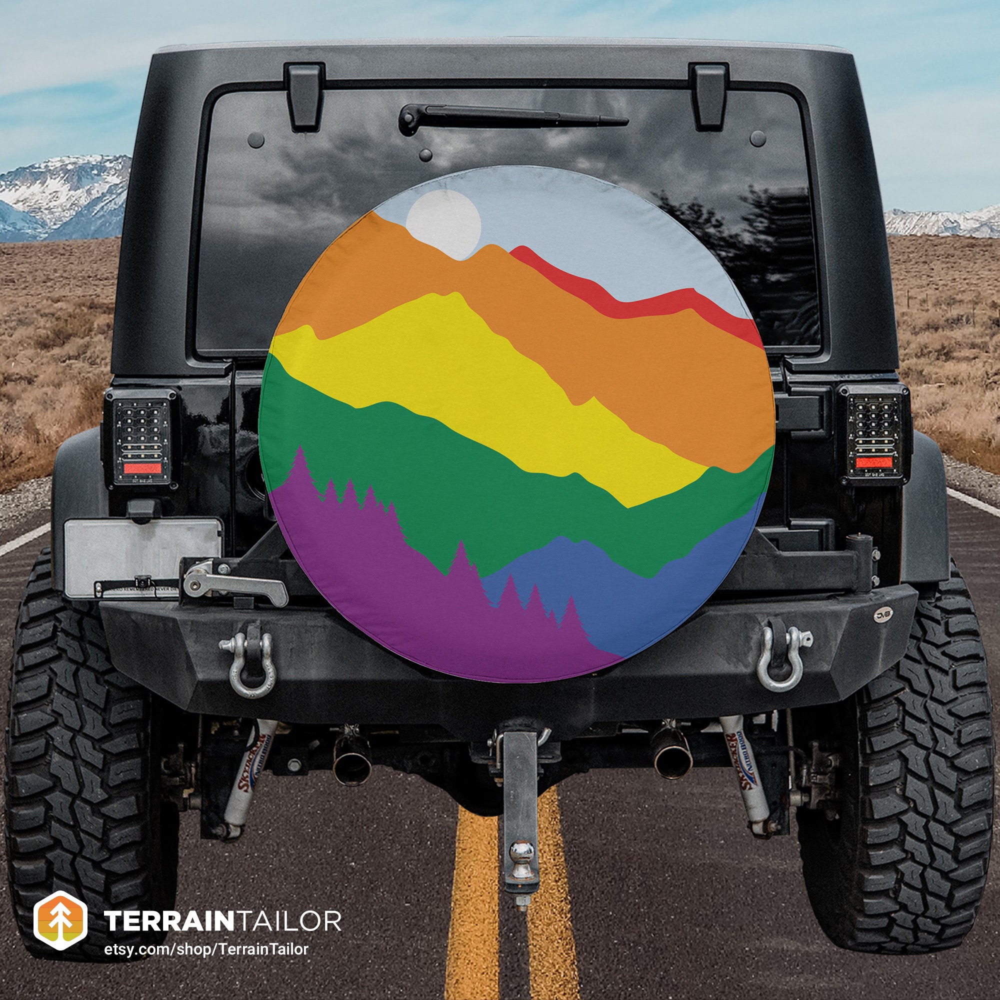 LGBTQ Pride Flag, Mountain Landscape Spare Tire Cover Fits Jeeps ...