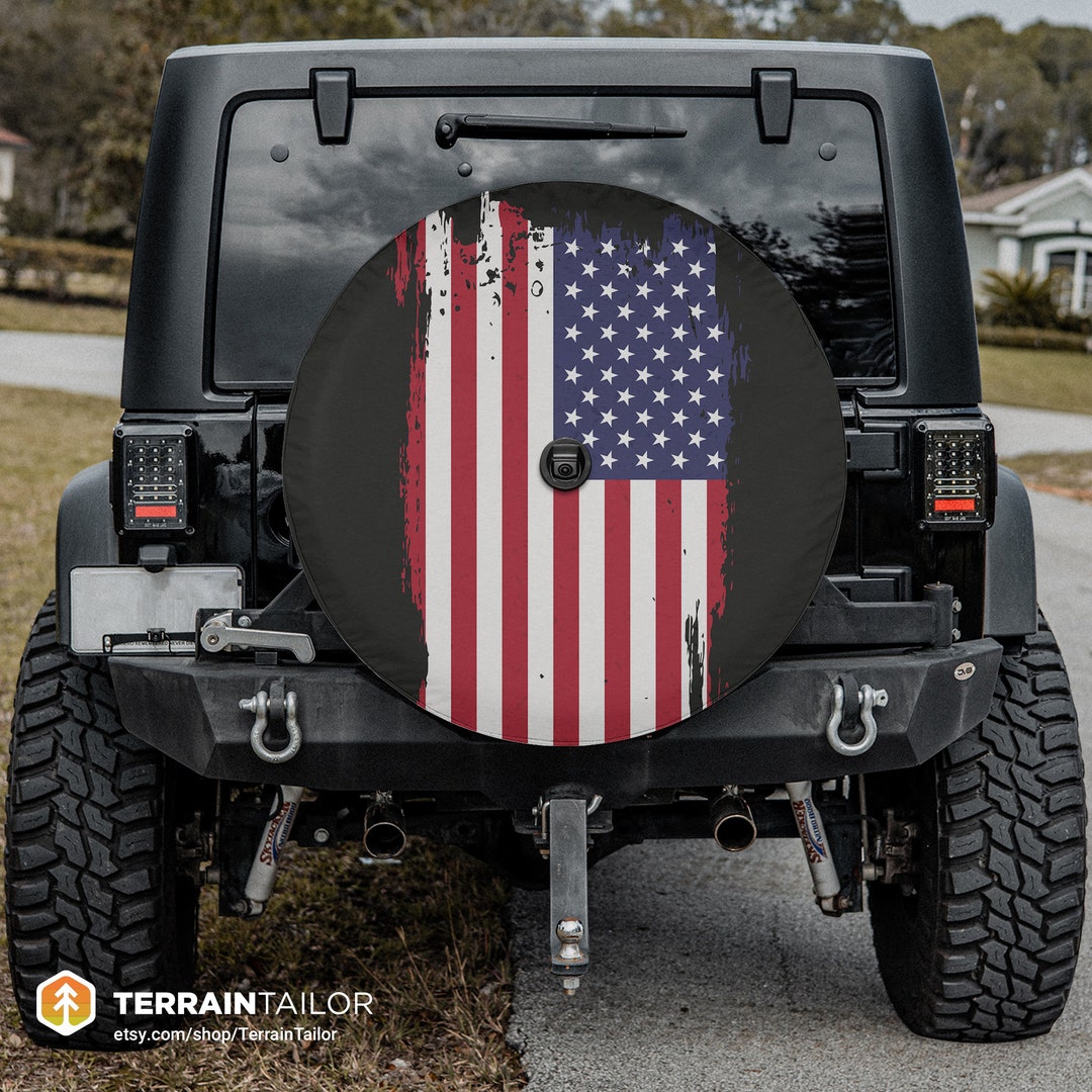 Distressed American Flag Tire Cover W/ Camera Hole | Fits Jeeps ... Distressed American Flag Tire Cover W/ Camera Hole | Fits Jeeps ...